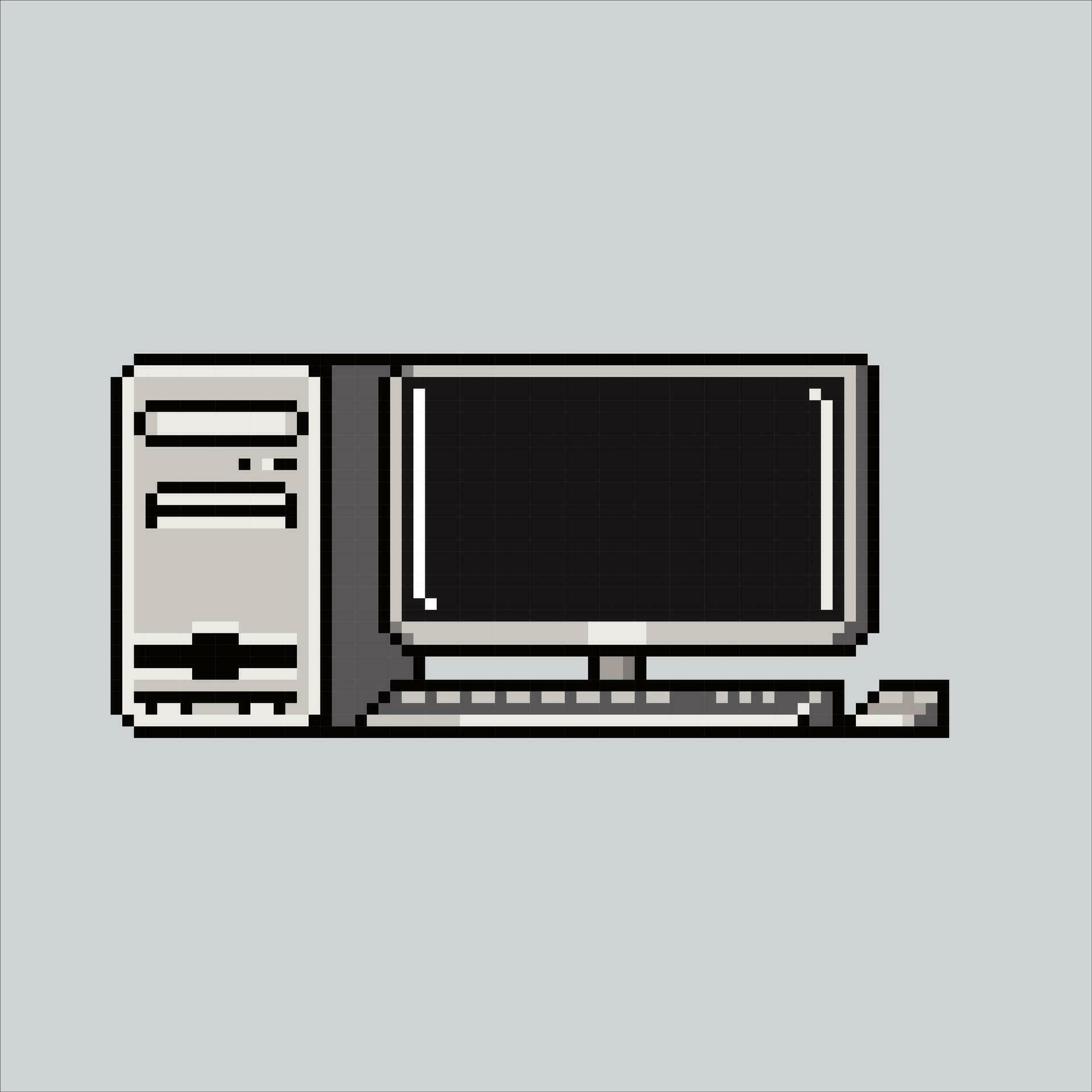 Pixel art illustration computer. Pixelated old computer. old classic ...