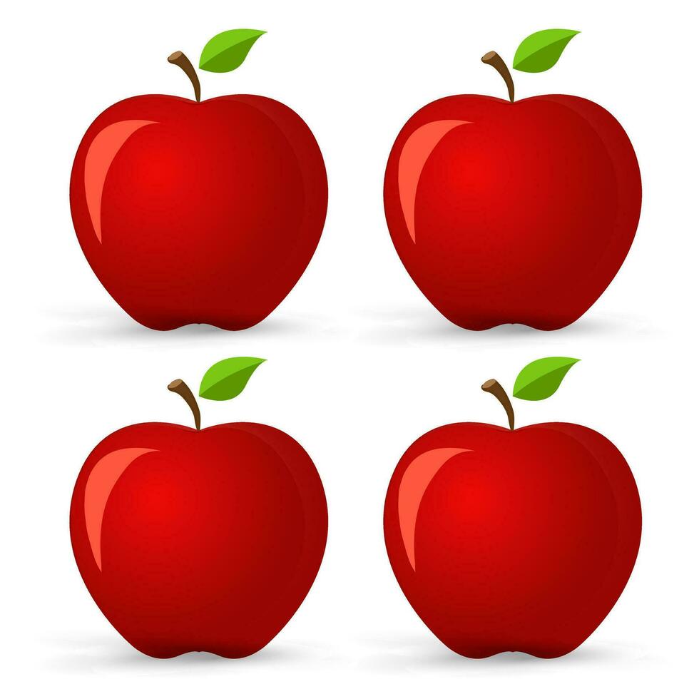 vector manzanas conjunto en aislado fondo, grupo de cuatro manzanas en ... vector manzanas conjunto en aislado fondo, grupo de cuatro manzanas en ...