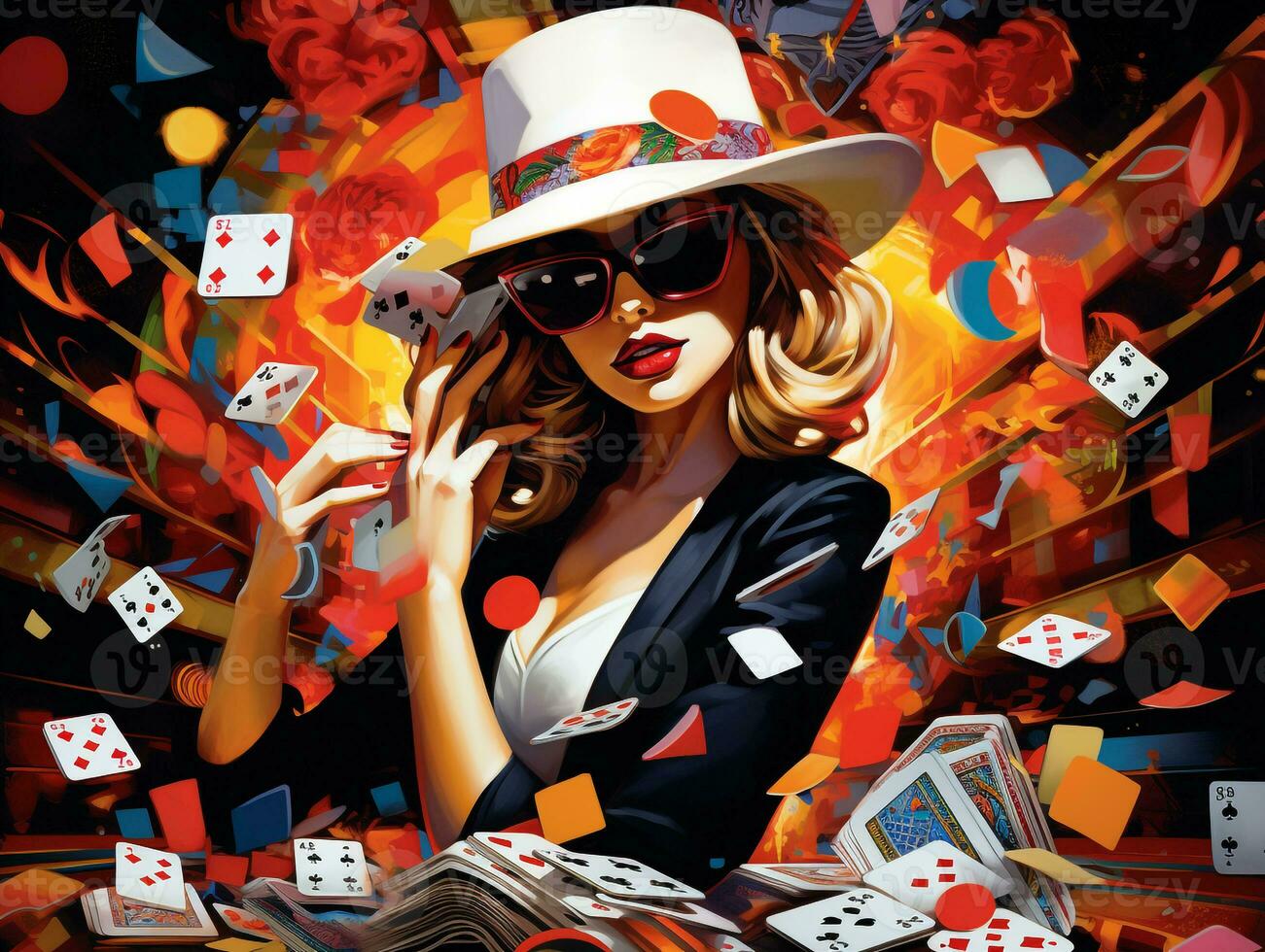 Pop art of lady in the casino 29825165 Stock Photo at Vecteezy