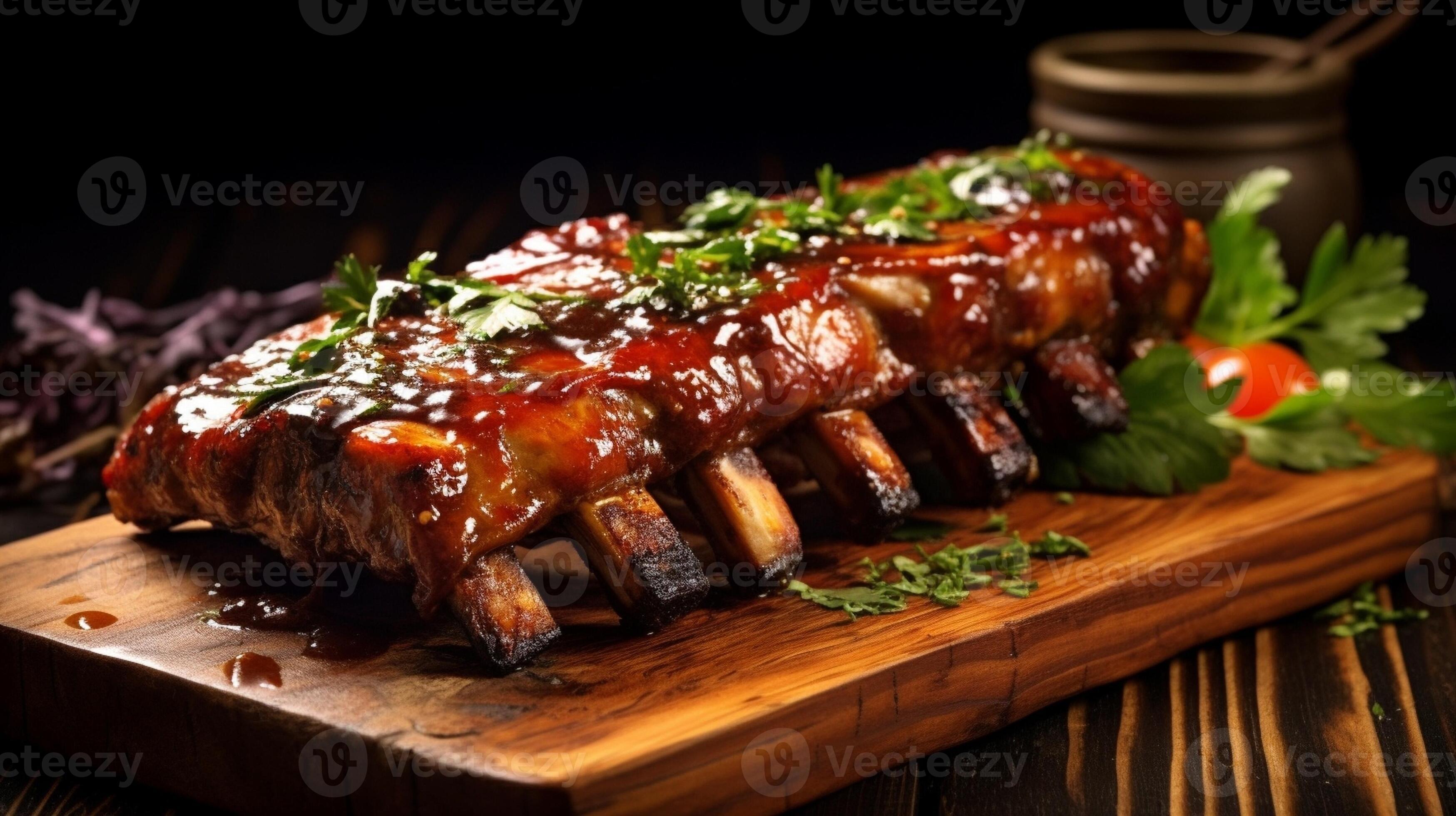 Beef Bone Marrow With Chimichurri Sauce And Toasted Bun Served On A Chopping Wooden Board Menu