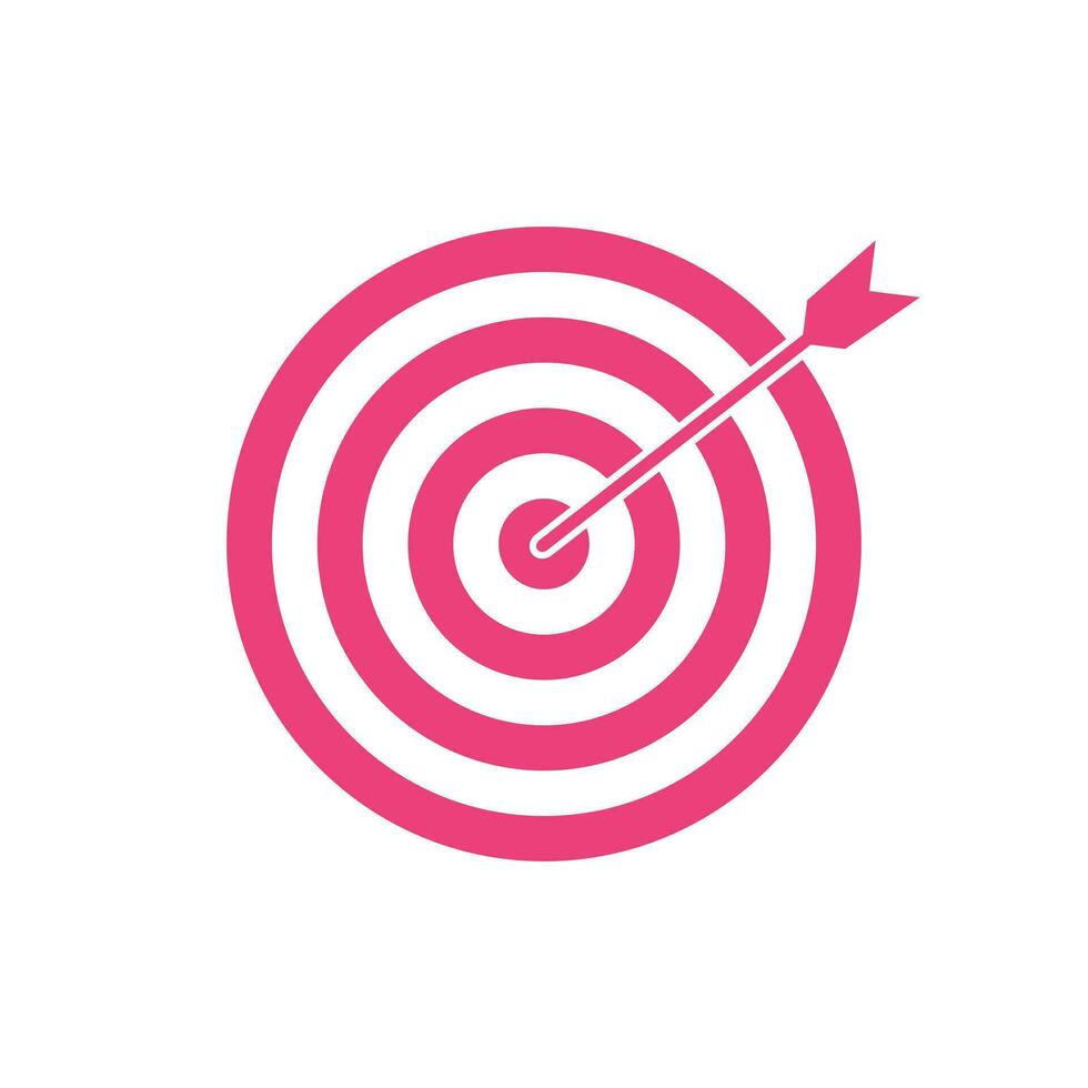 Pink bullseye dart target icon. Dart target goal marketing sign. Arrow ... Pink bullseye dart target icon. Dart target goal marketing sign. Arrow ...