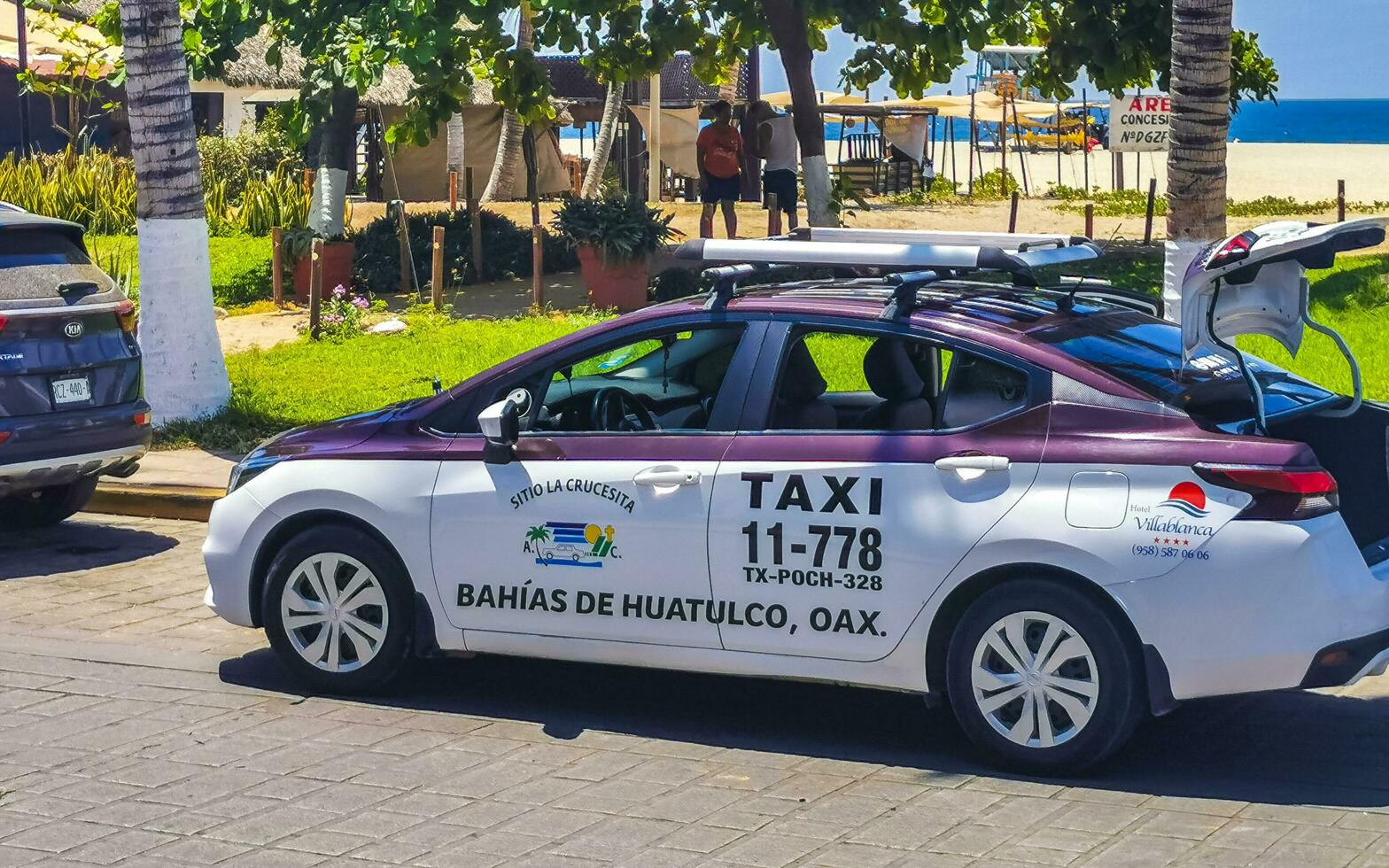 Puerto Escondido Oaxaco Mexico 2023 Colorful Taxi Cab Car And Transportation In Puerto Escondido