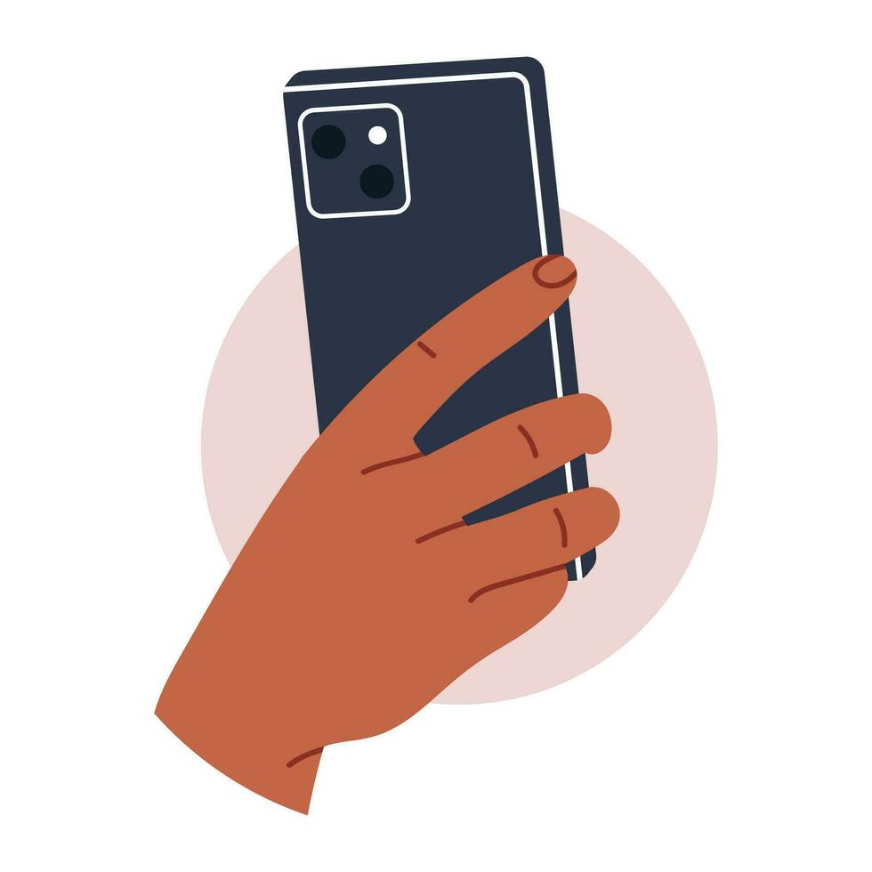 hands holding phone. Scrolling smartphone, app mail, application photo. cellphone camera. Flat ...