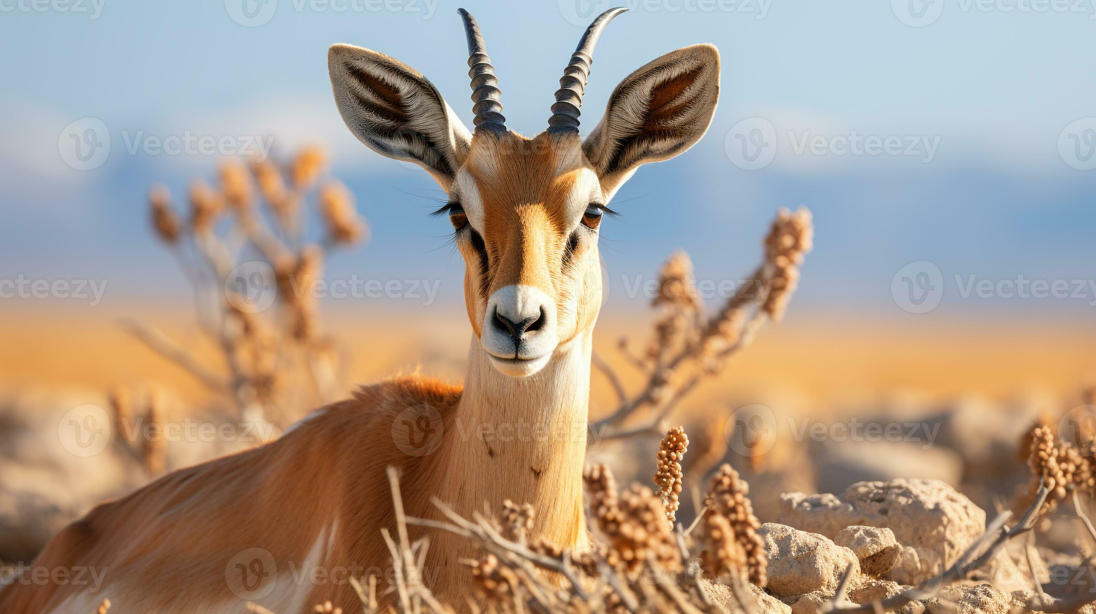 Close-up photo of a Sand Gazelle looking any direction in the Desert. Generative AI 29858410 ...