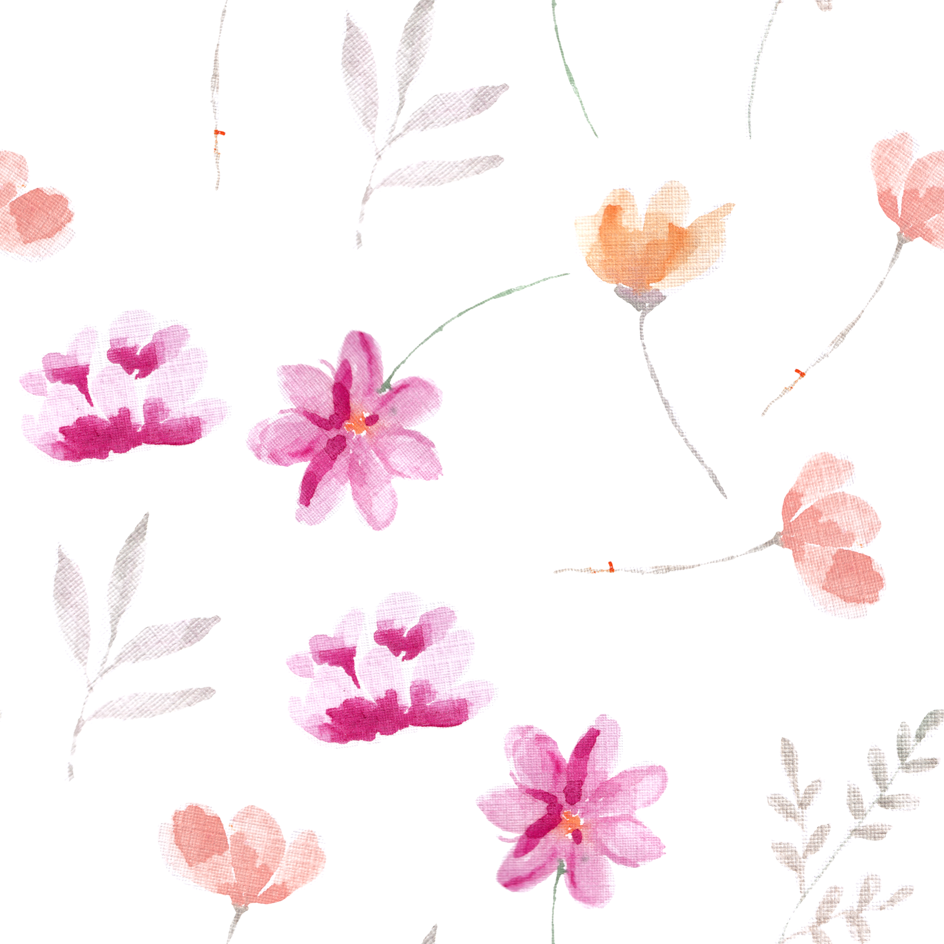 Purple And Orange Wild Watercolor Flower Seamless Pattern 29859971 Png