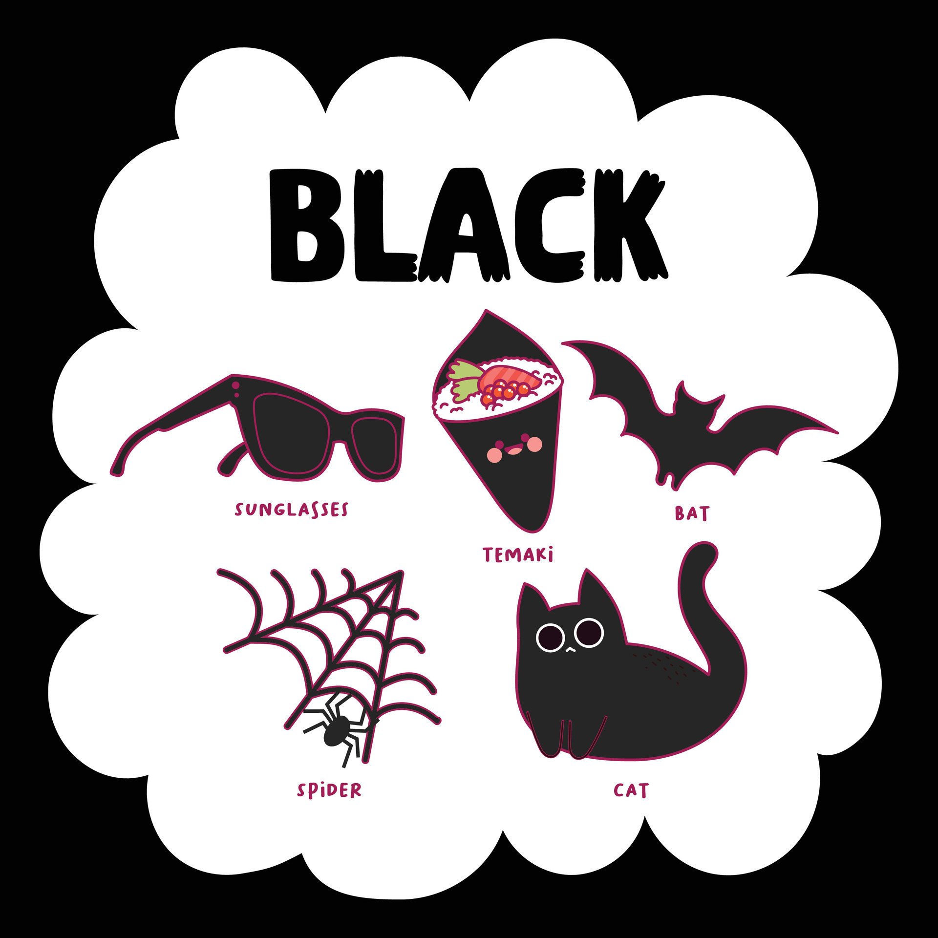 flat design vector color black object illustration collection set ...