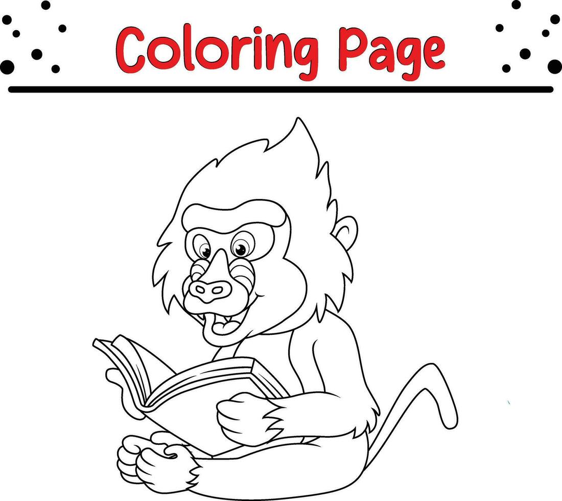 Cute Gorilla Animal coloring page illustration vector. For kids ...