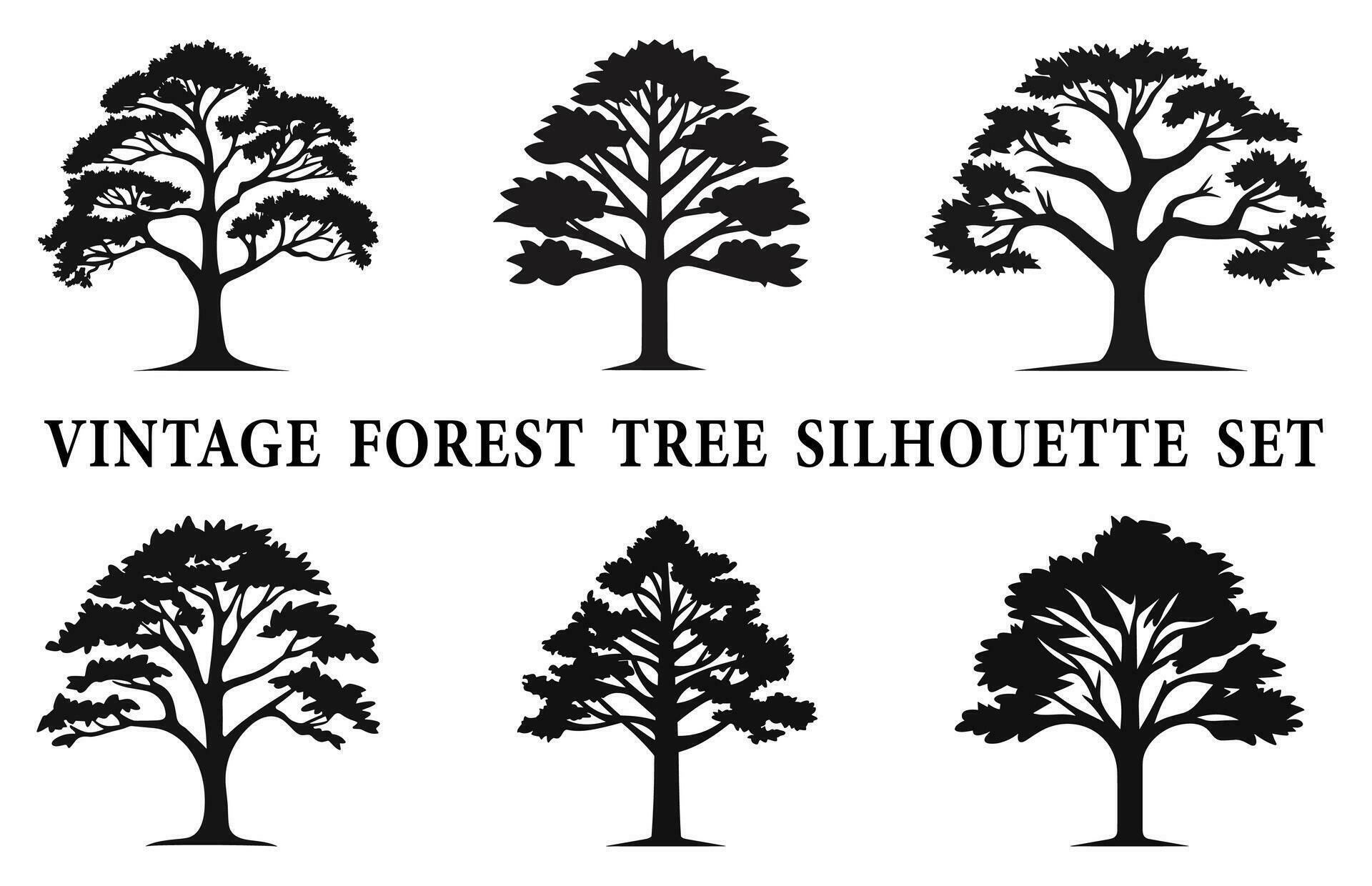 Free Vintage Tree silhouettes Clipart bundle, Set of Jungle Tree ...