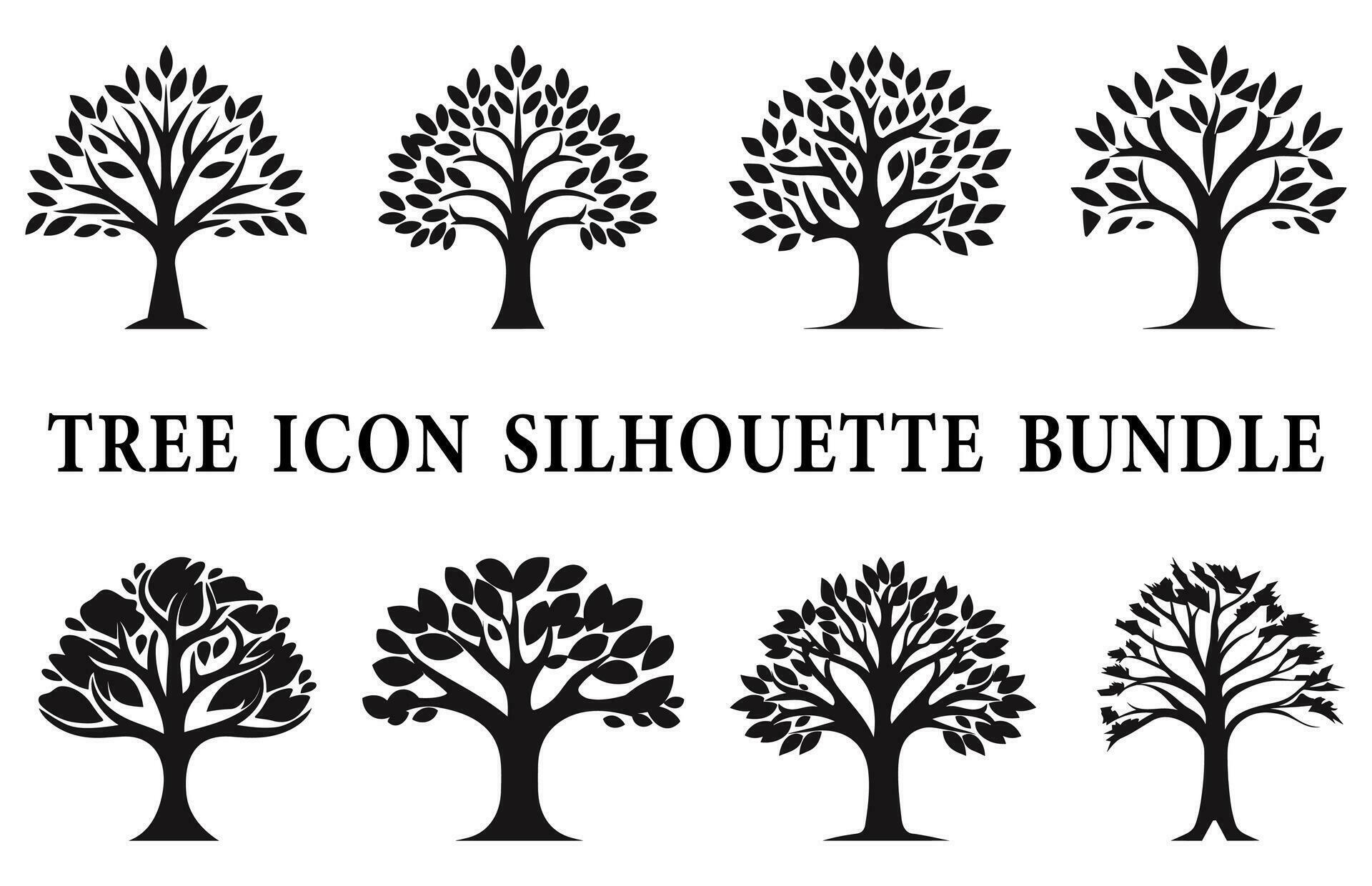 Free Tree Icon silhouette Clipart bundle, Set of Trees silhouette ...
