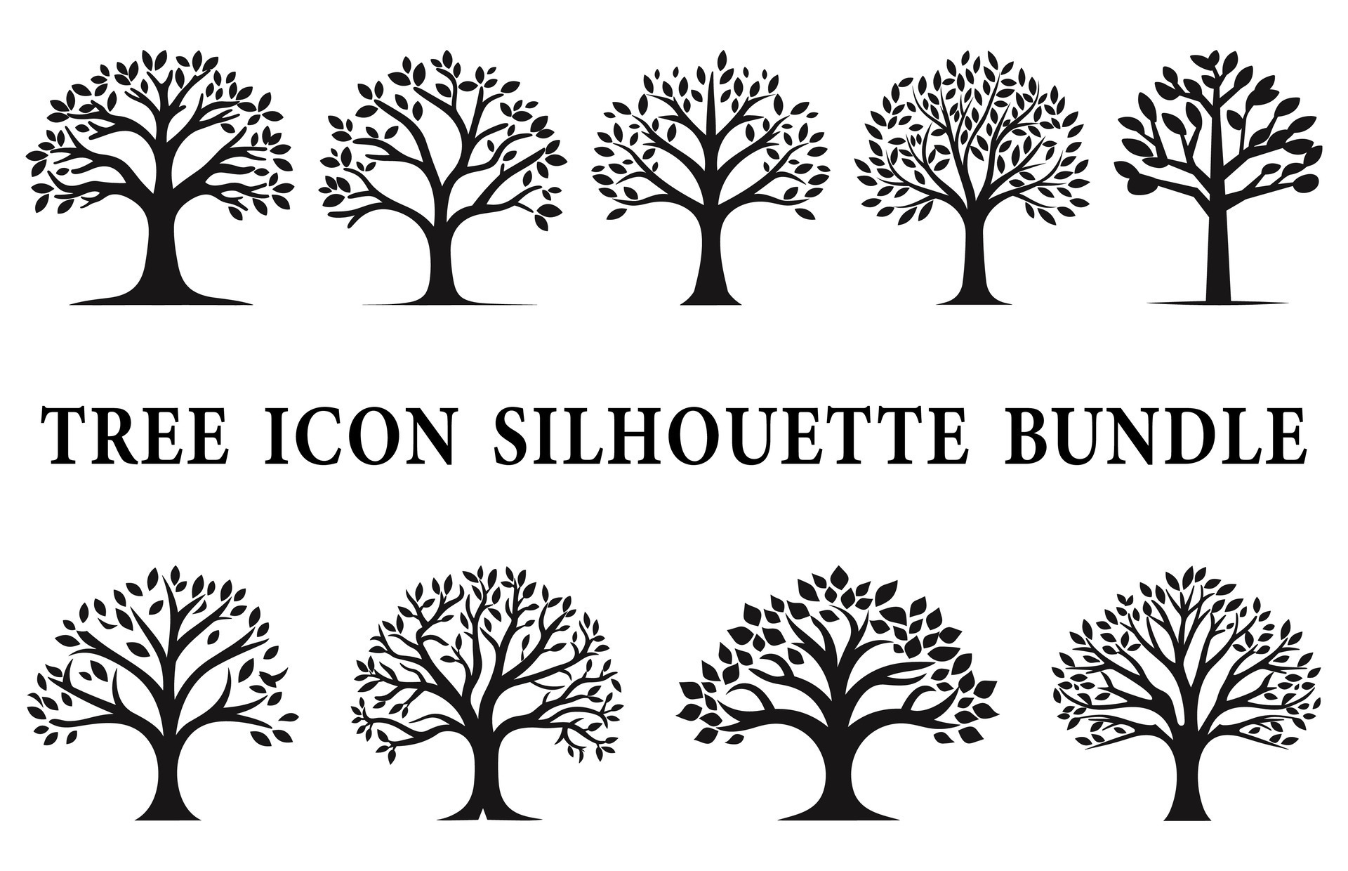 Free Tree Icon silhouette Clipart bundle, Set of Trees silhouette ...