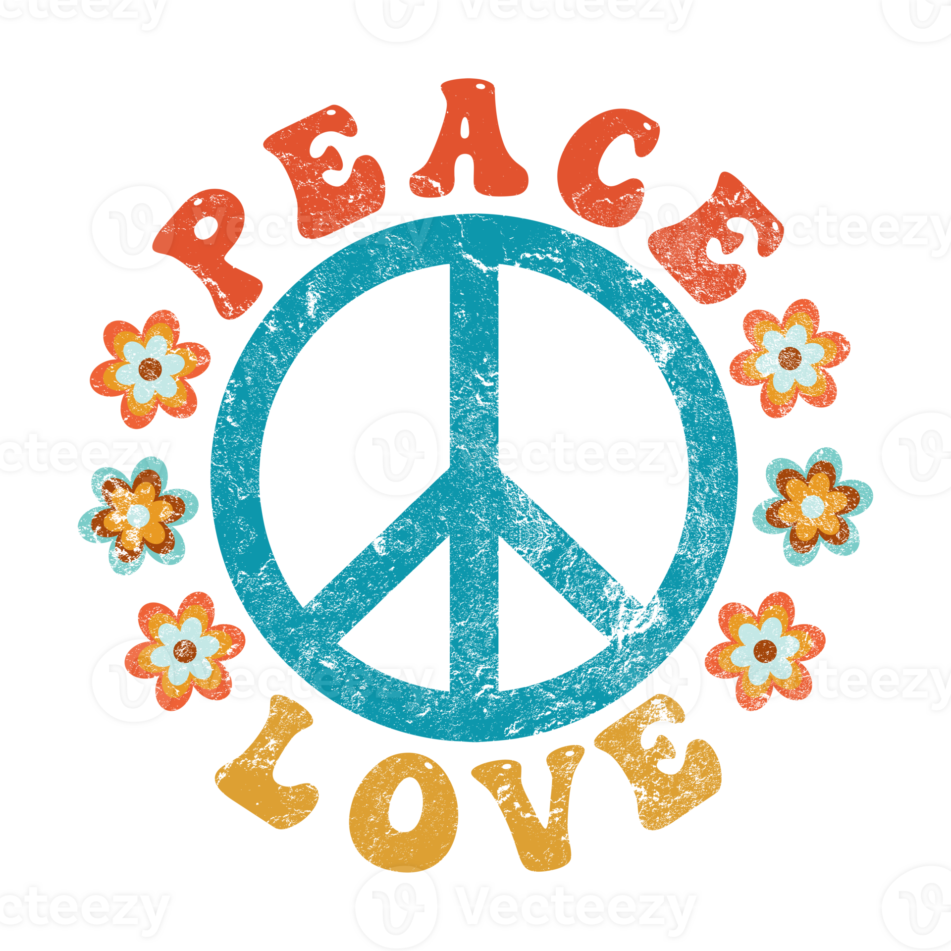 Peace And Love Hippie Peace Sign With Flowers 29881783 Png