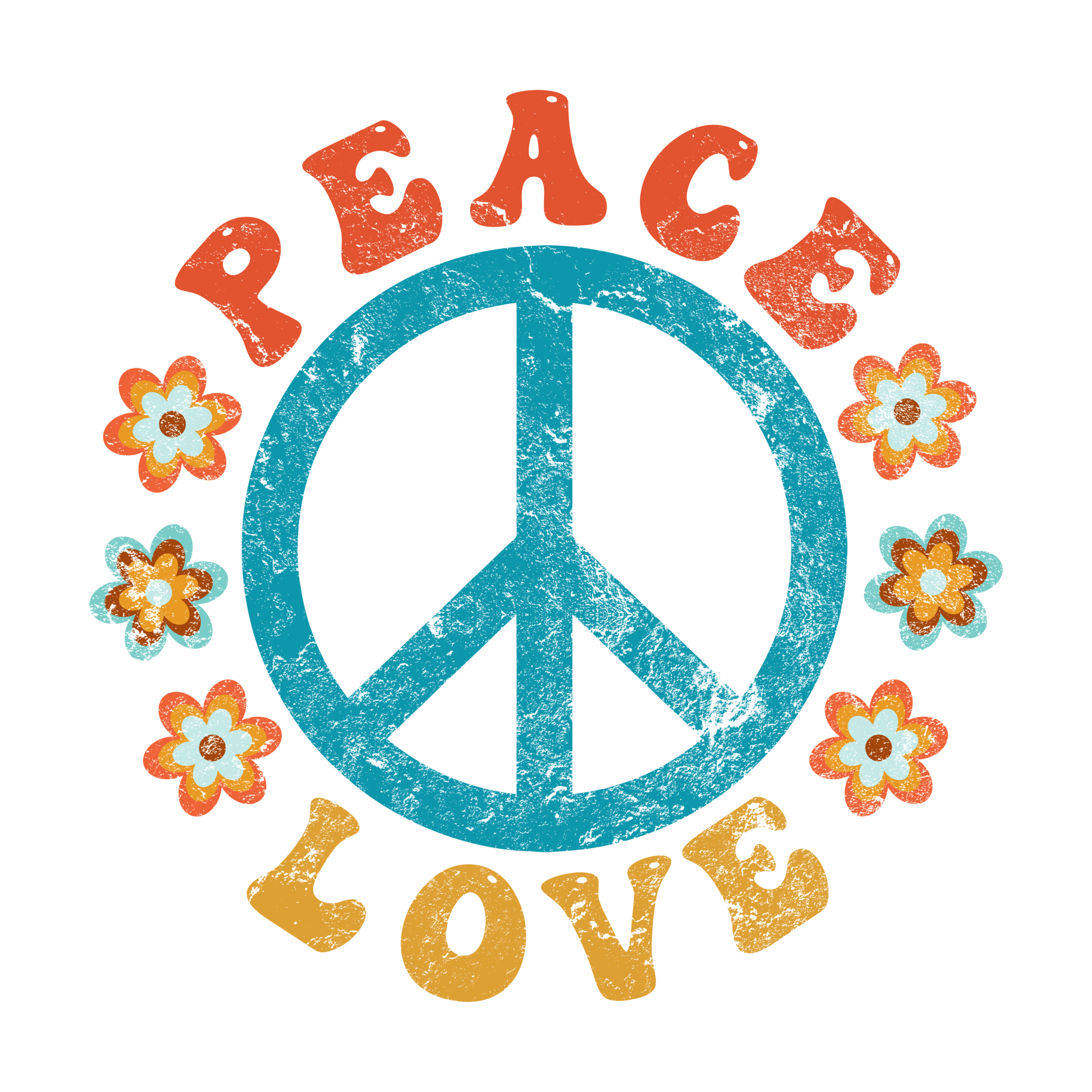 Peace And Love Hippie Peace Sign With Flowers 29881783 Png