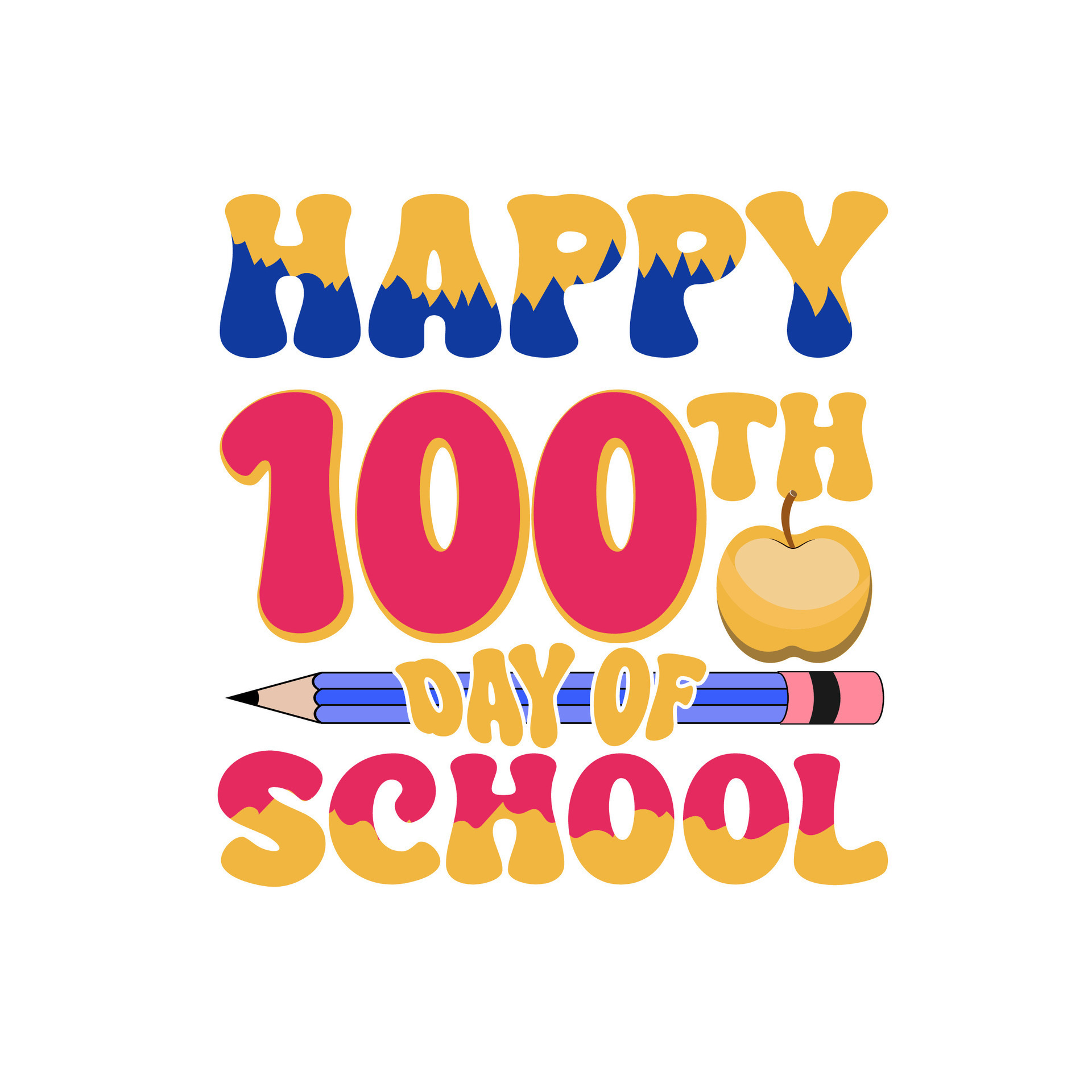 Happy 100th day of school 29882932 Vector Art at Vecteezy