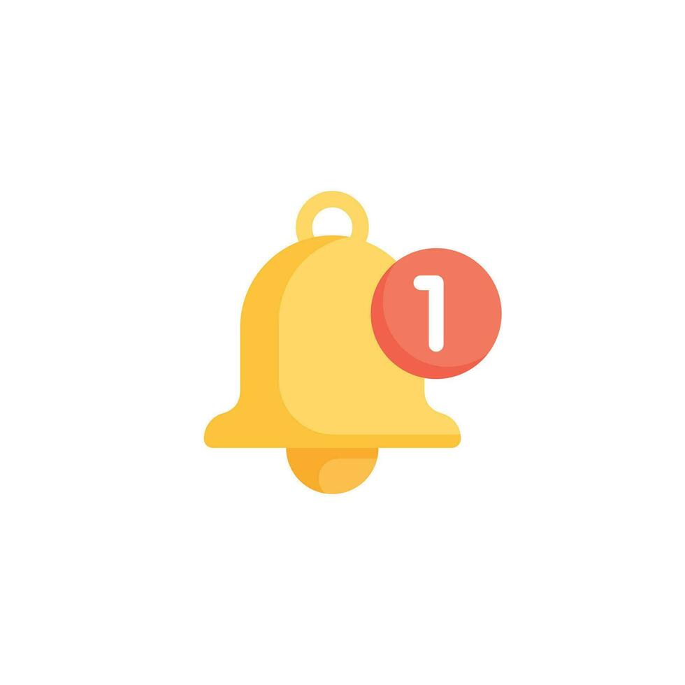 Notification bell icon in flat style. Incoming inbox message vector illustration on isolated ...