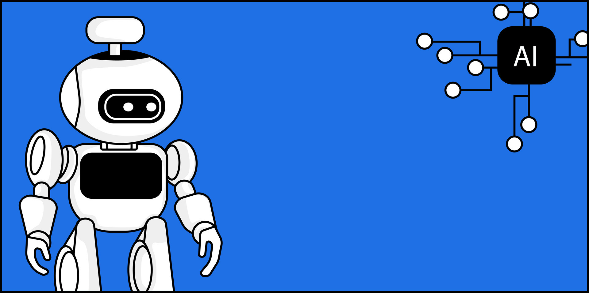 Modern Robot Black and White Vector Illustration. Ai Robot Vector ...