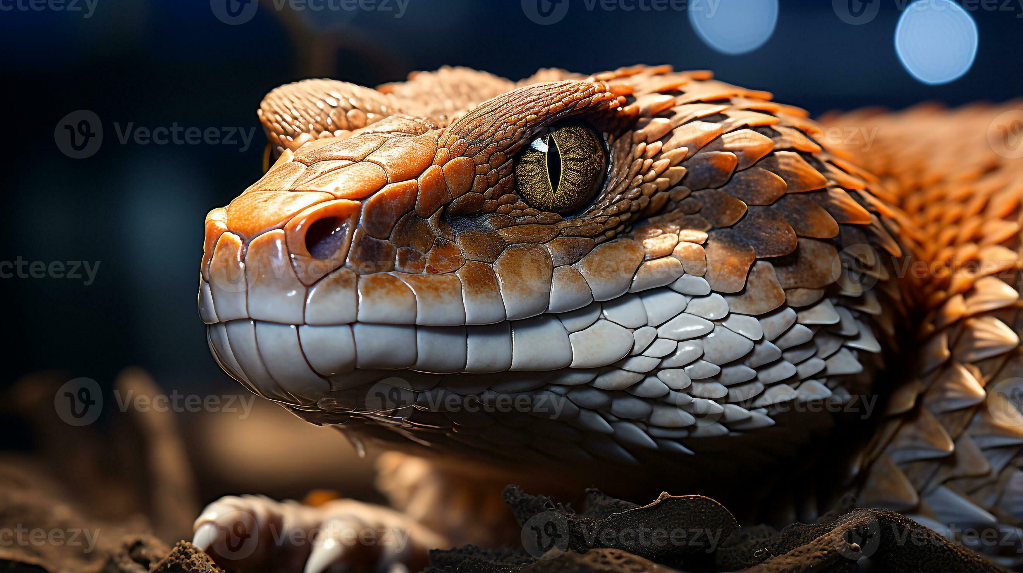 Close-up photo of a Sidewinder Rattlesnake looking any direction in the Desert. Generative AI ...