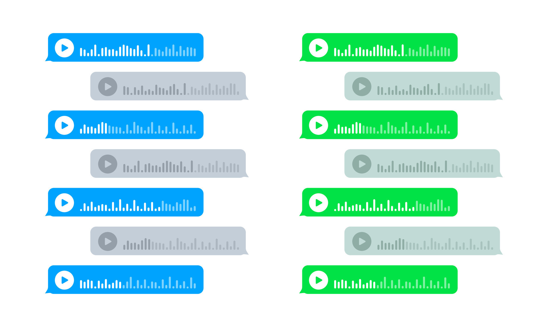 Voice, Record Audio message, speech bubble. Messenger chat screen ...