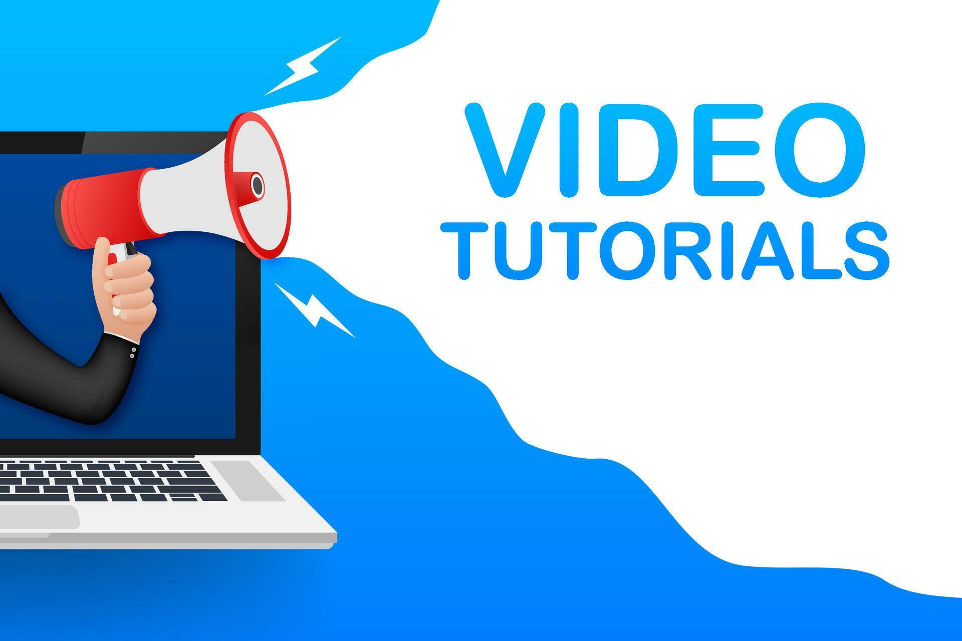 Video tutorials icon concept. Study and learning background, distance ...