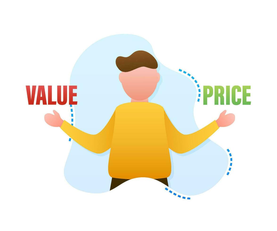 Man choosing between two options Value and Price. Vector stock ... Man choosing between two options Value and Price. Vector stock ...