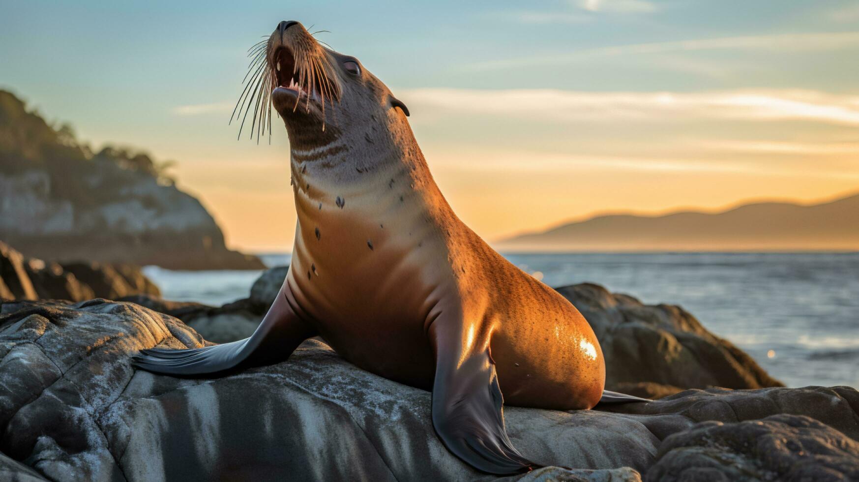 A sea lion striking a playful pose on a rock. AI Generative. 29891803 Stock Photo at Vecteezy