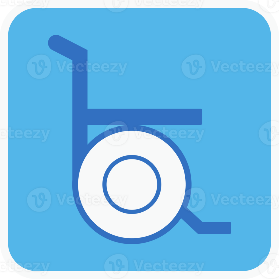 wheel chair flat icon in blue square. 29892700 PNG