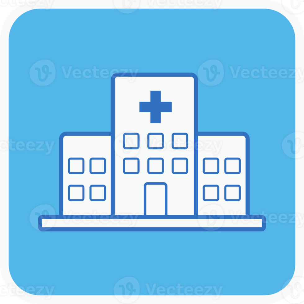 hospital flat icon in blue square. 29892714 PNG