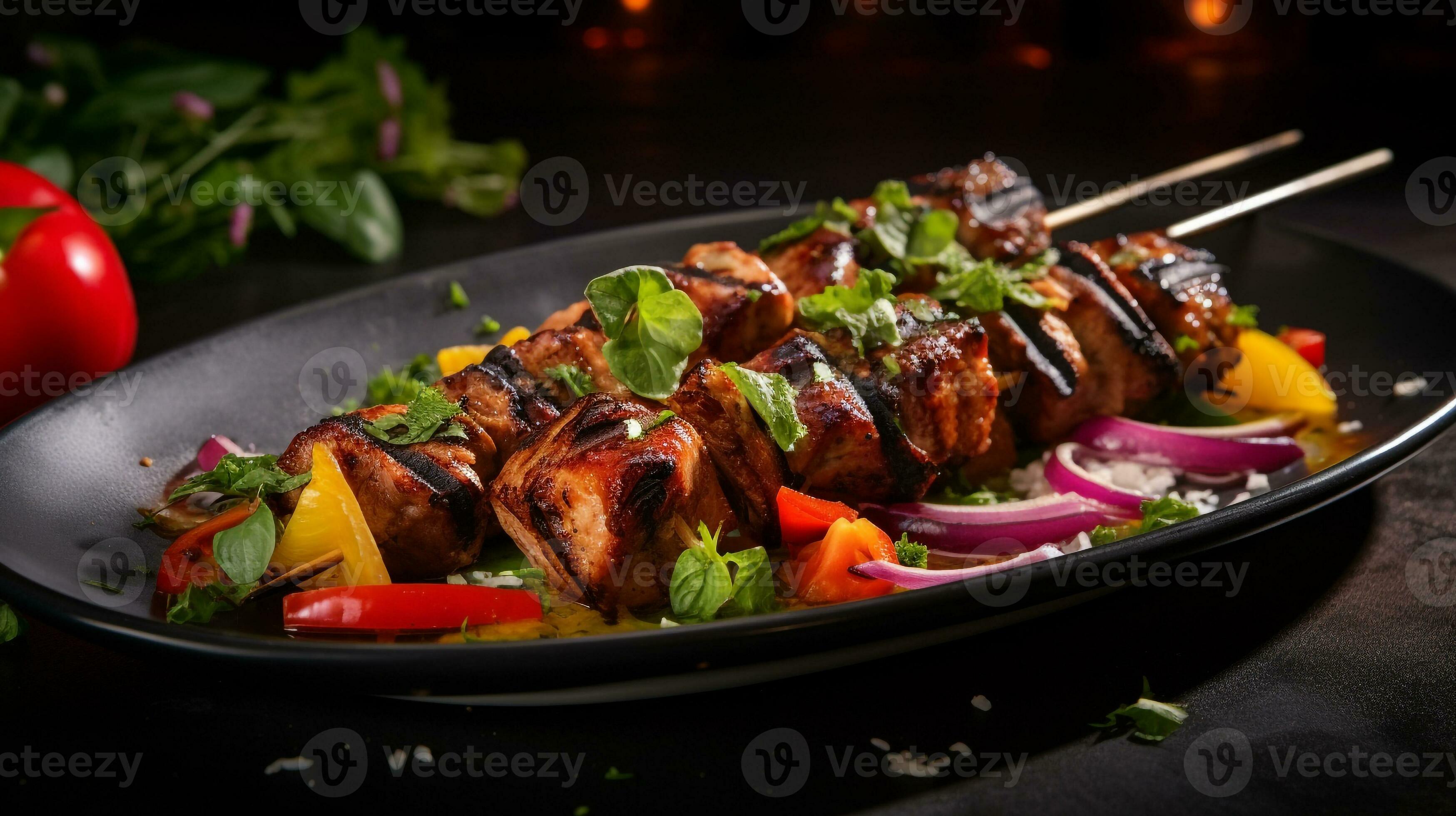 Photo of Shish Tawook as a dish in a high-end restaurant. Generative AI ...