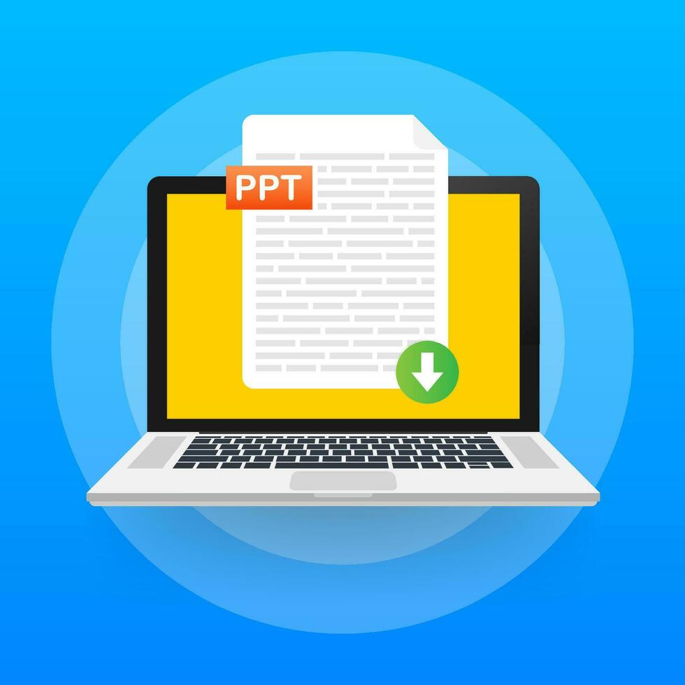 Download PPT button. Downloading document concept. File with PPT label ...
