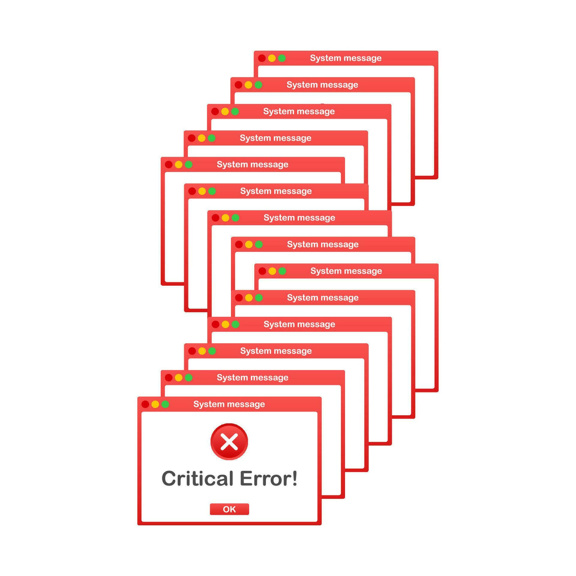 Vintage User Interface. Critical Error Warning Message. Vector stock ...