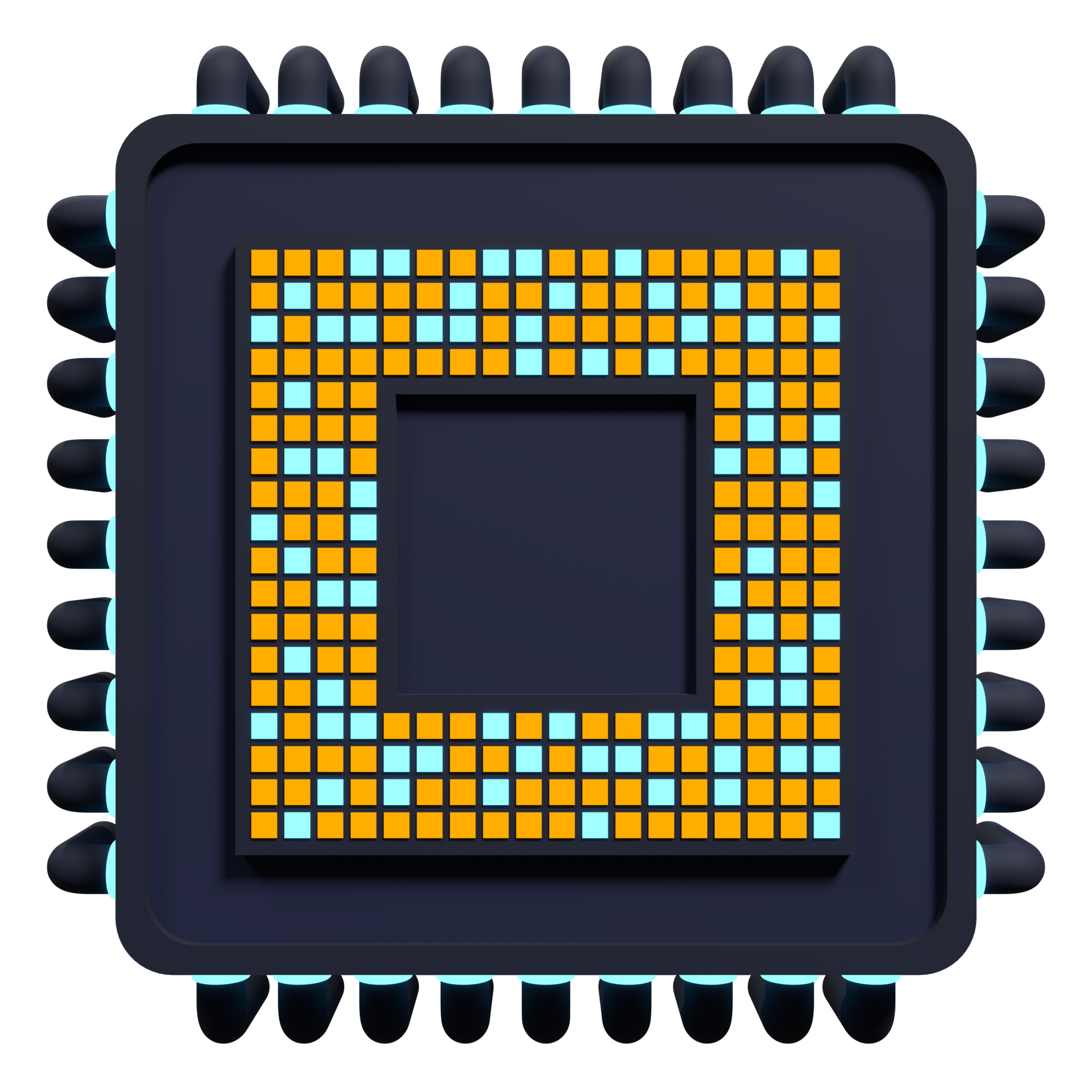 3D artificial intelligence chip concept. Artificial intelligence ...