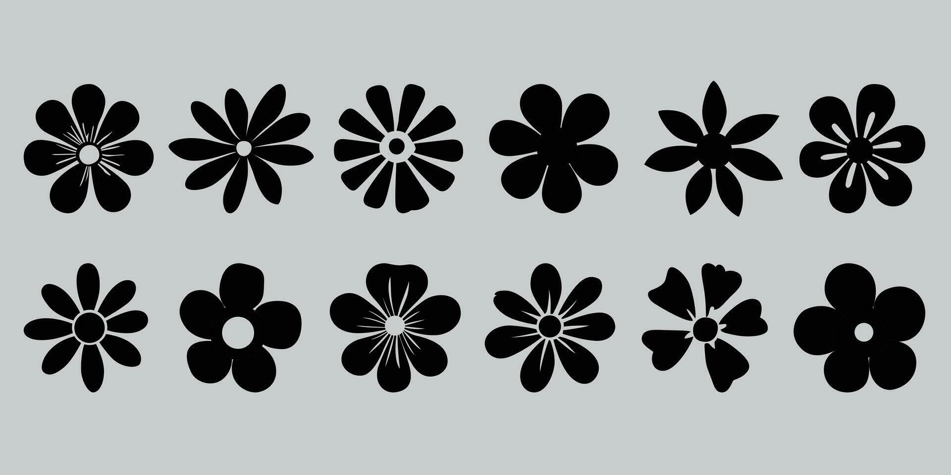 Simple flower vector icon collection, flat flower vector design ...