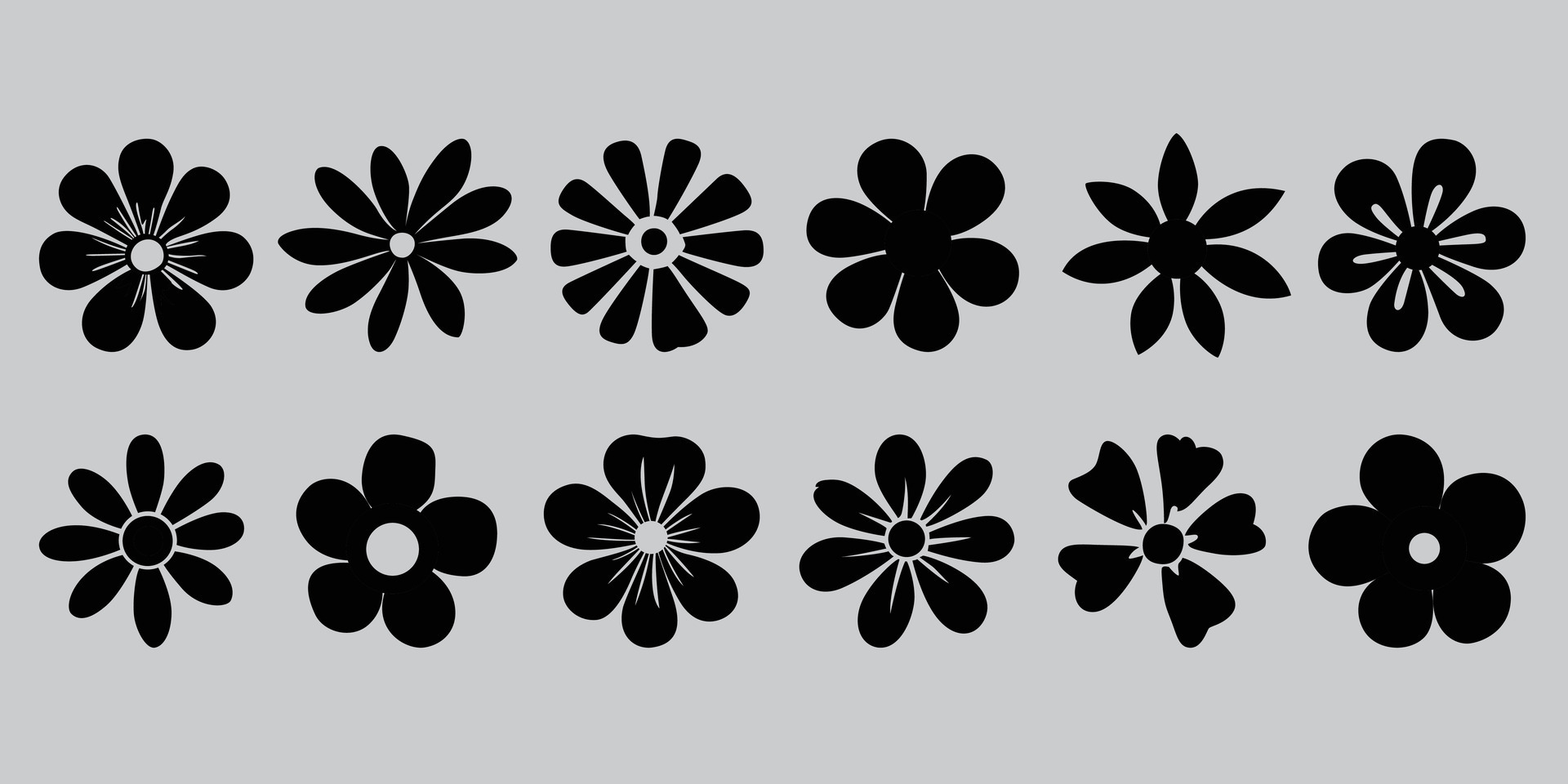 Simple flower vector icon collection, flat flower vector design ...