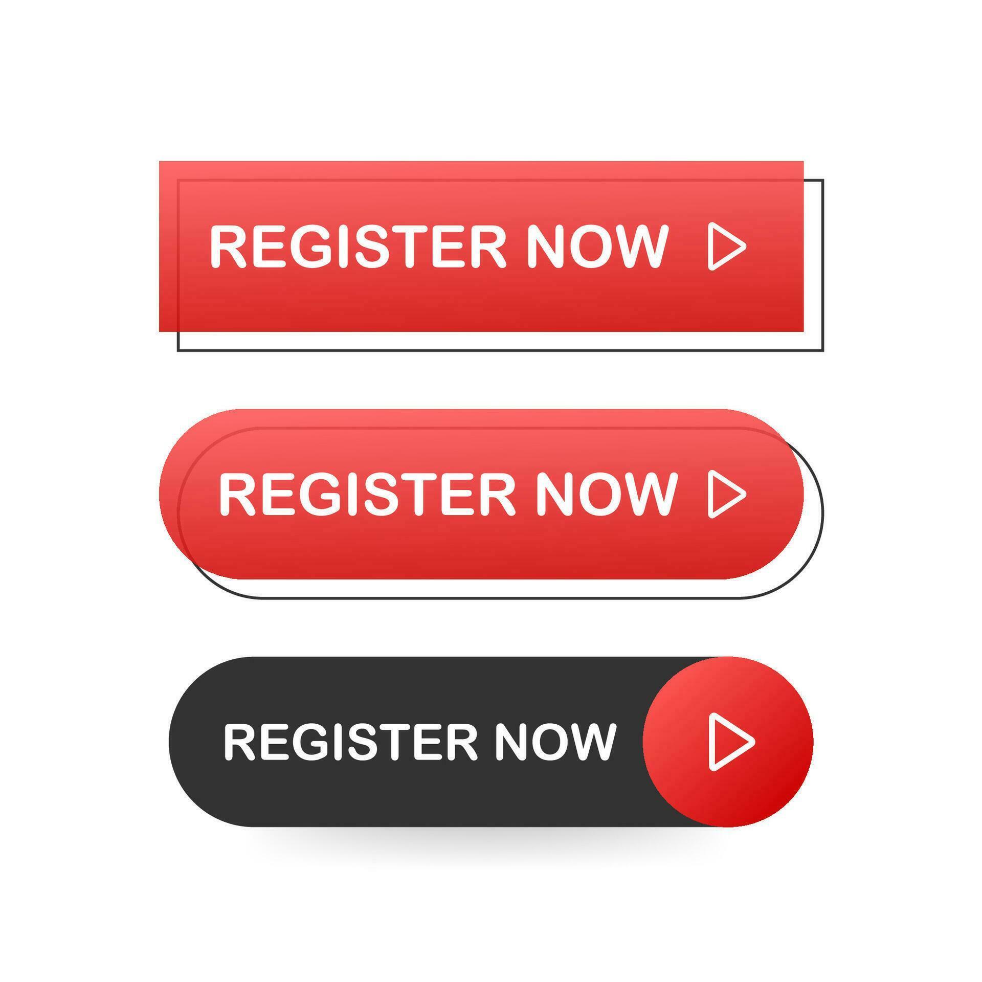 Set Register now button. Internet icon. Pointer click icon. Vector stock illustration 29897325 ...