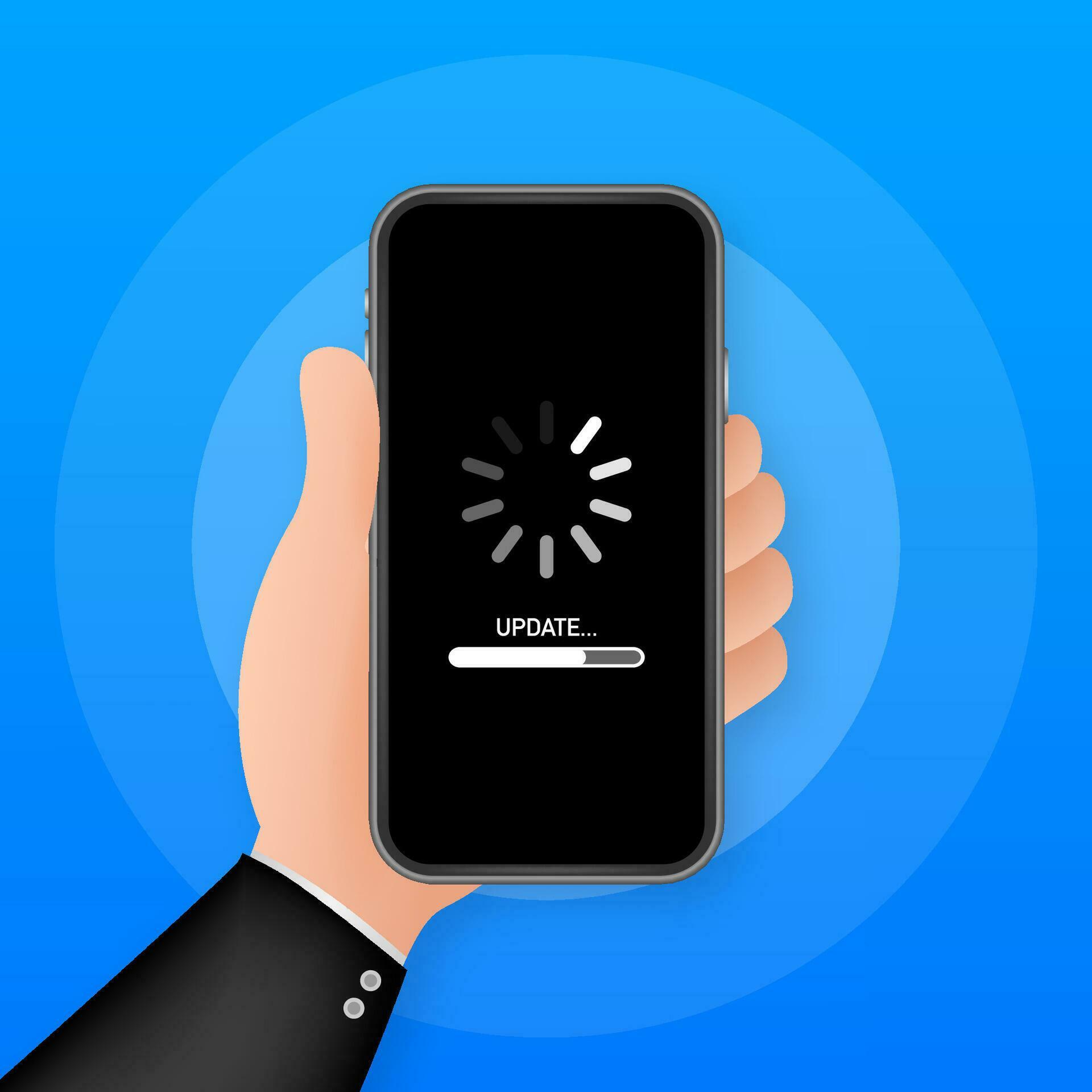 System software update, data update or synchronize with progress bar on ...