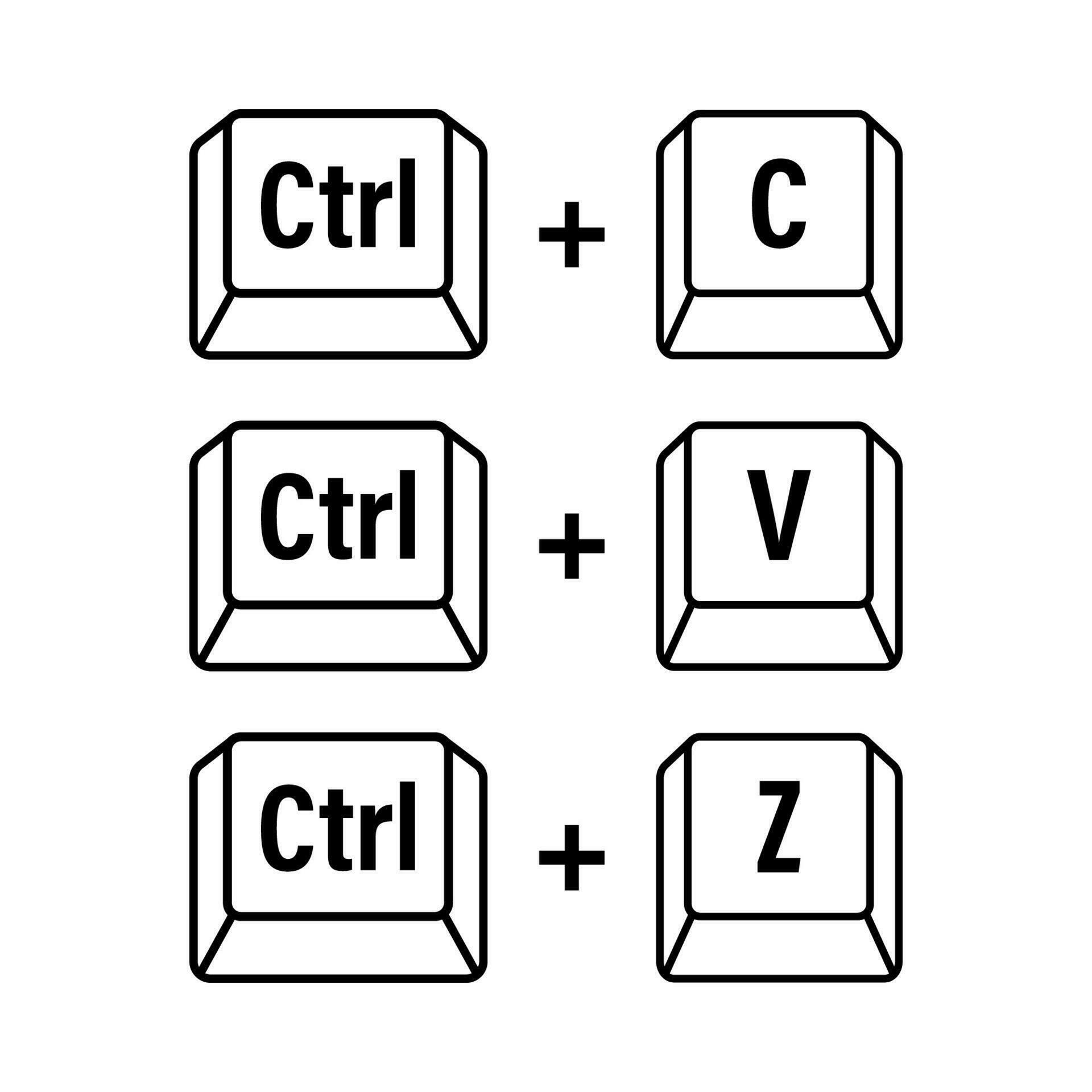 Ctrl C Ctrl V And Ctrl Z Computer Keyboard Buttons Desktop Interface Web Icon Vector Stock