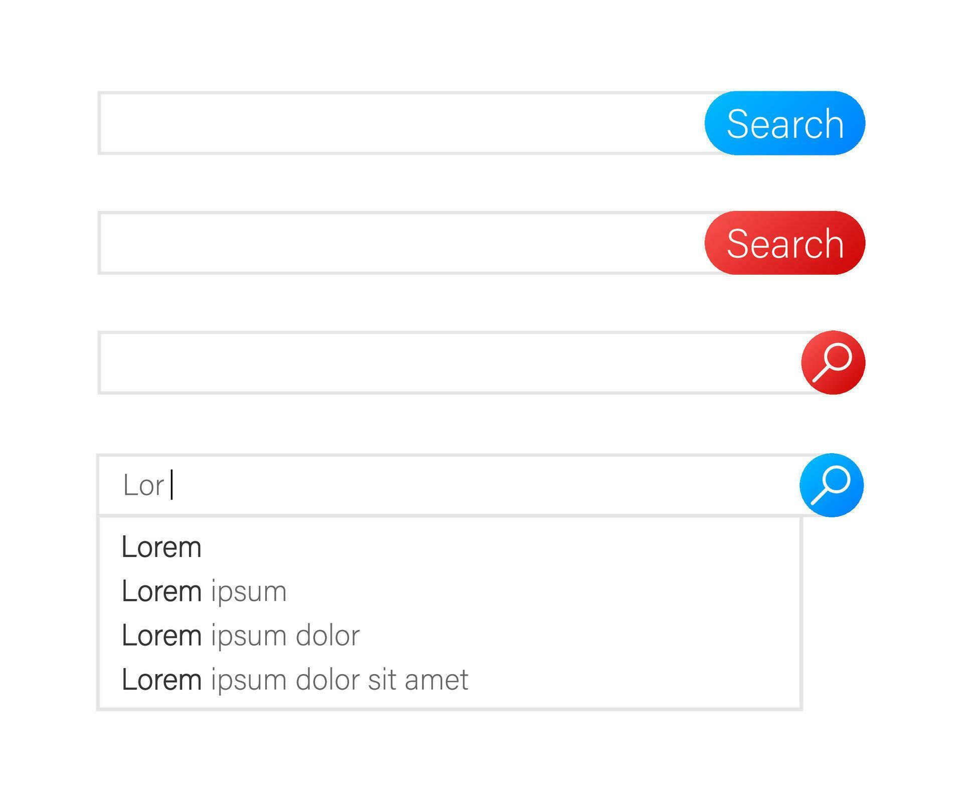 Search bar vector element design. Set of search bar boxes. UI interface template. Vector ...