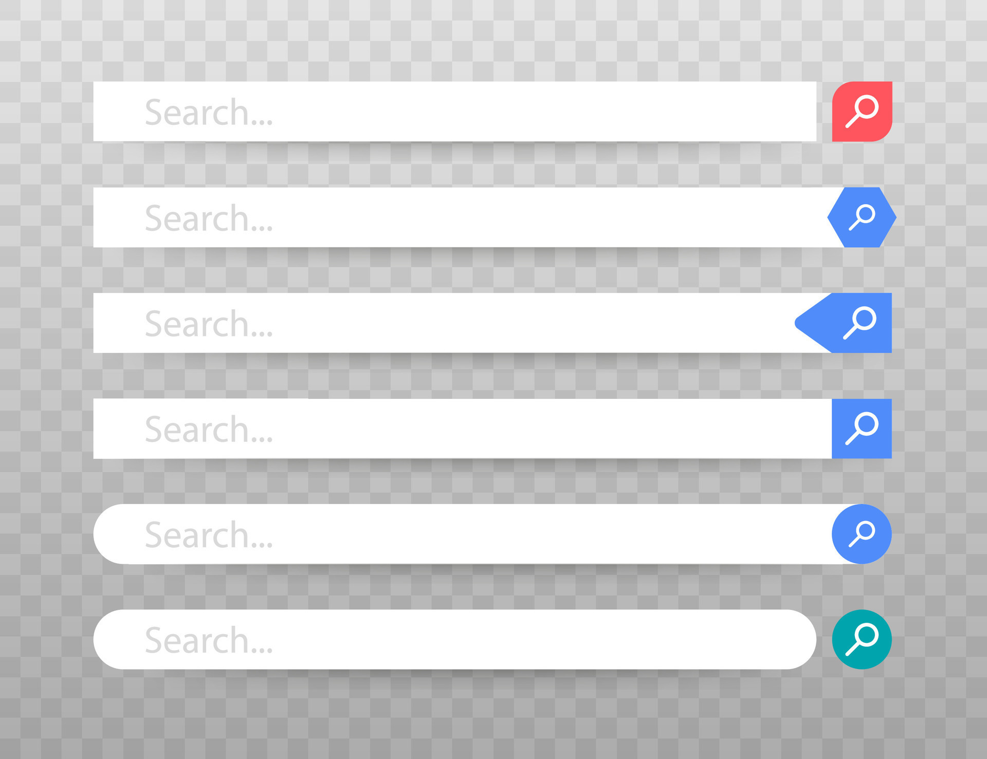 Set Search bar vector element design, set of search boxes ui template isolated on blue ...