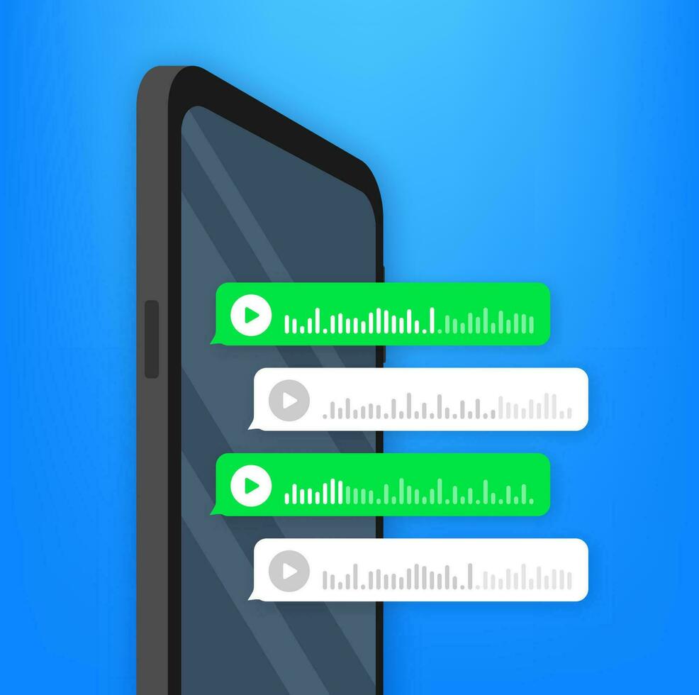 Voice, Record Audio message, speech bubble. Messenger chat screen ...