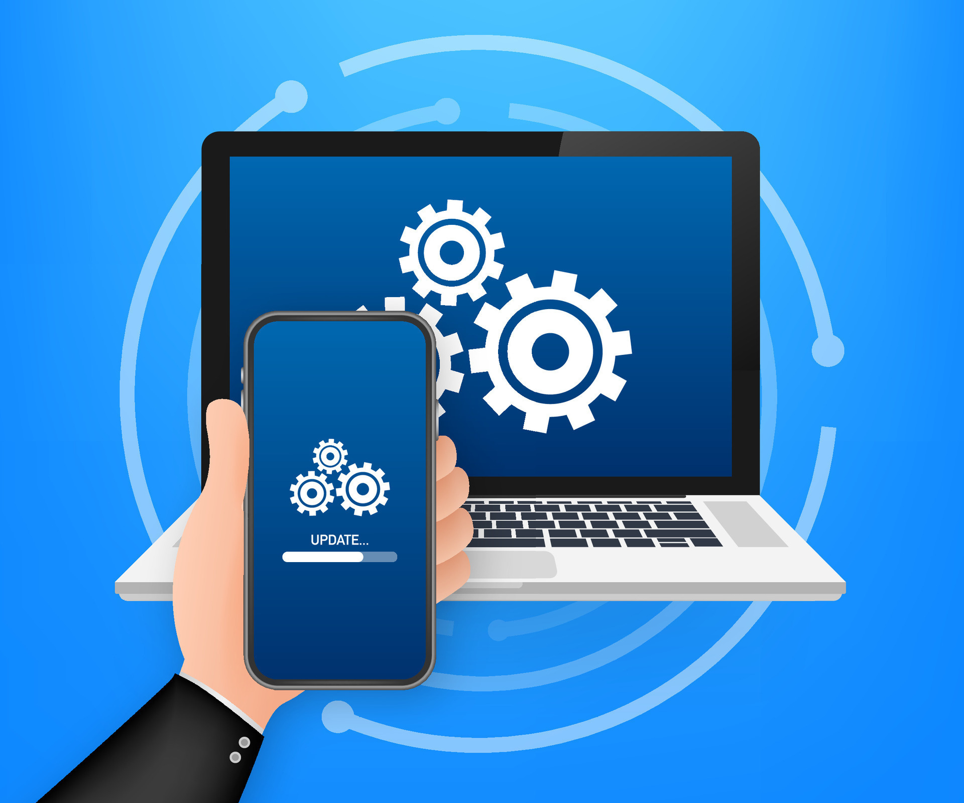 System Software Update Data Update Or Synchronize With Progress Bar On