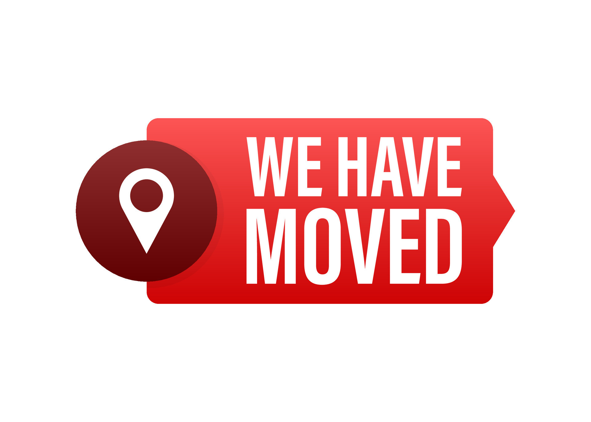 We have moved. Moving office sign. Clipart image isolated on blue background. Vector ...