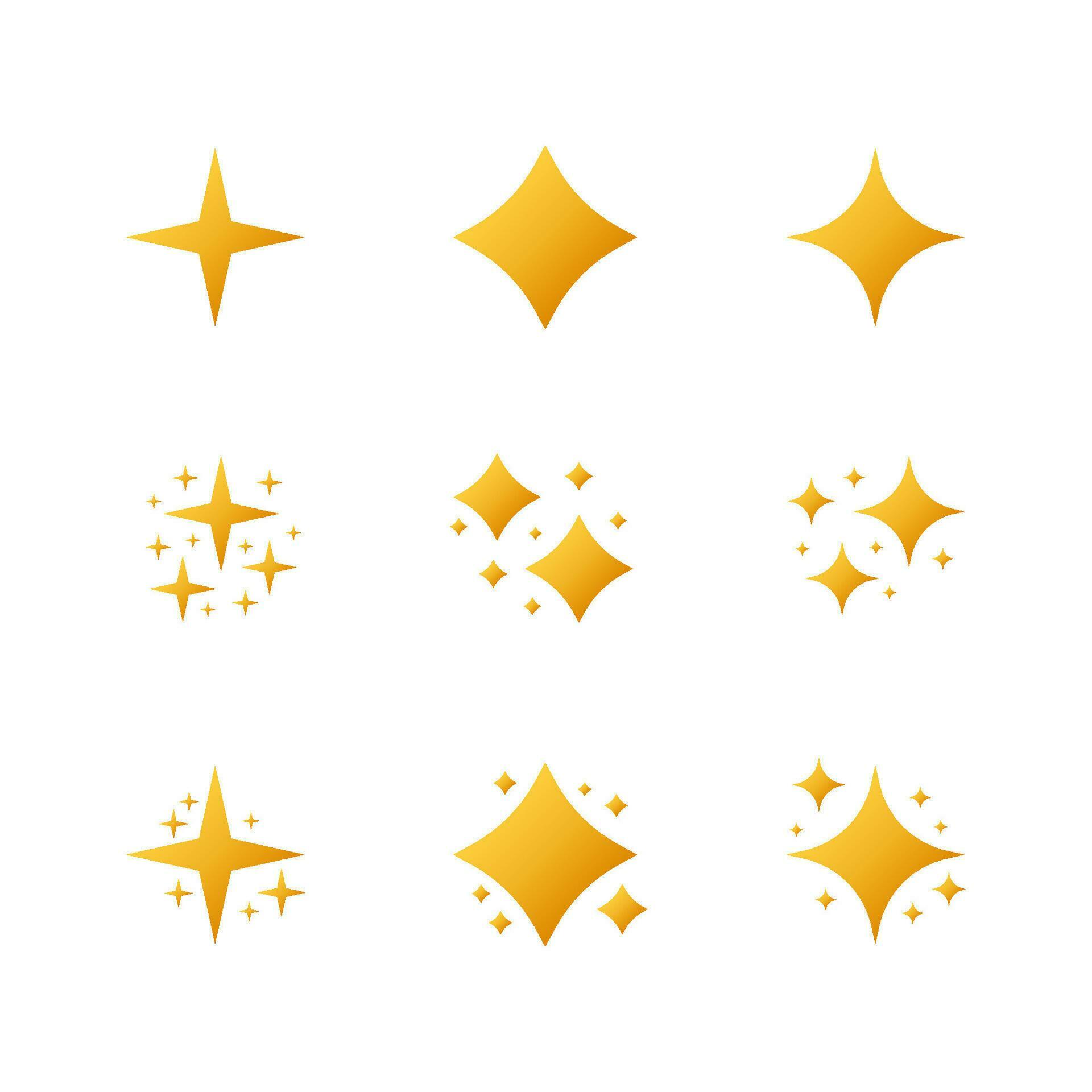 Gold sparkles symbols vector. The set of original vector stars sparkle icon. Bright firework ...