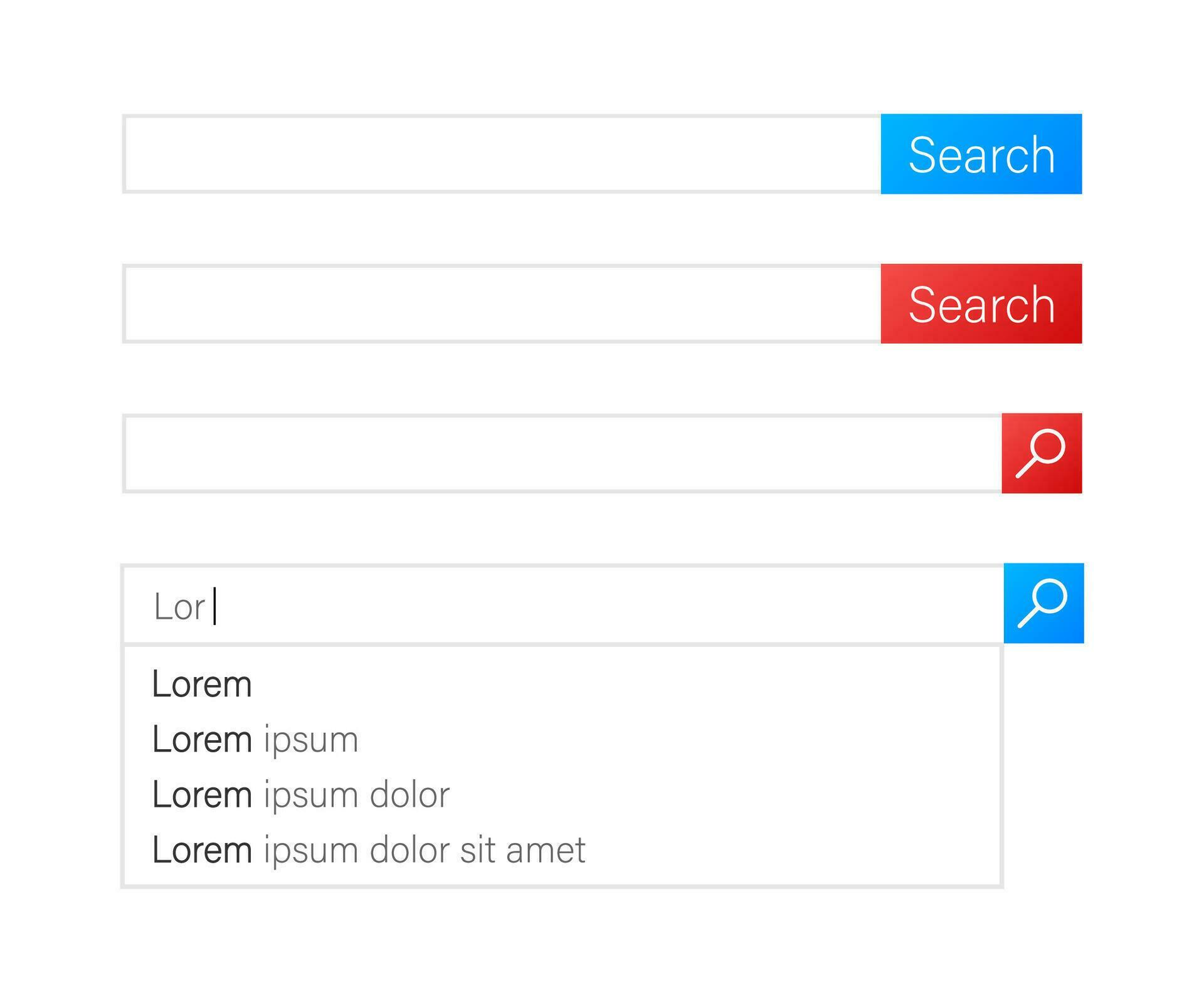 Search bar vector element design. Set of search bar boxes. UI interface ...