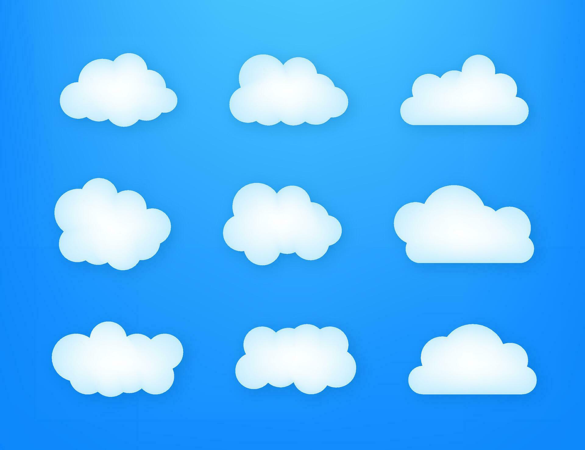 Set of blue sky, clouds. Cloud icon, cloud shape. Set of different ...