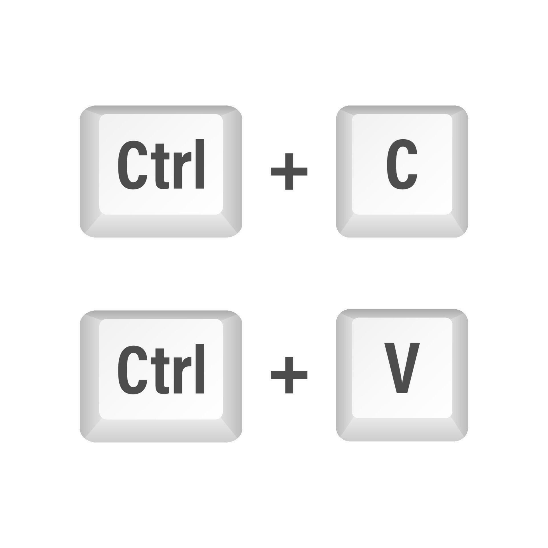 Ctrl C and Ctrl V computer keyboard buttons. Desktop interface. Web icon. Vector stock ...