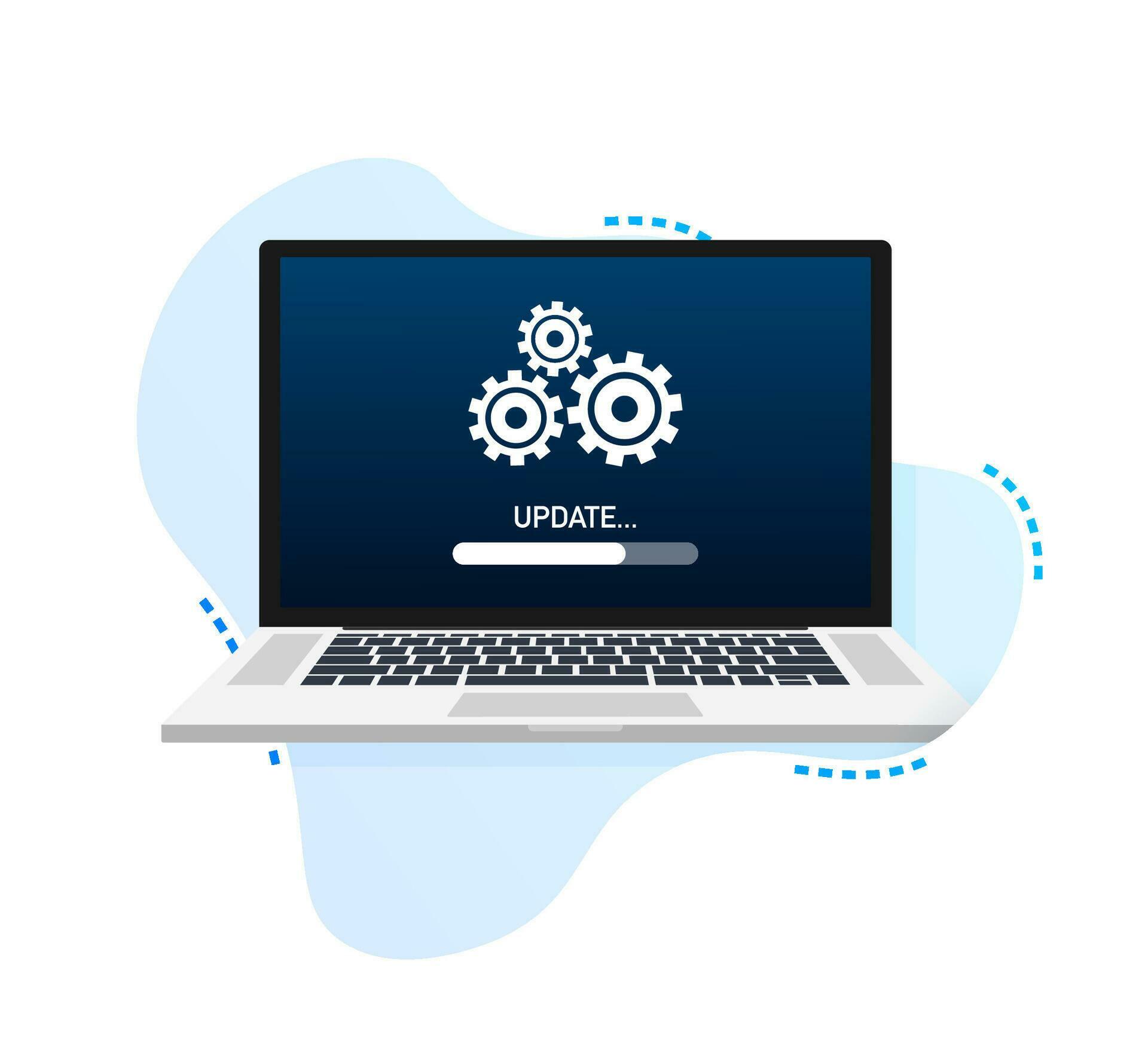System Software Update Data Update Or Synchronize With Progress Bar On The Screen Vector