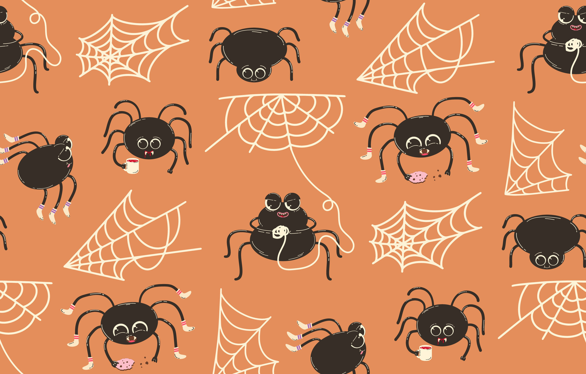 Seamless pattern for Halloween with spiders and cobwebs. Vector ...