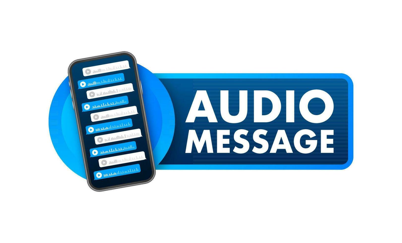 Voice, Record Audio message, speech bubble. Messenger chat screen ...