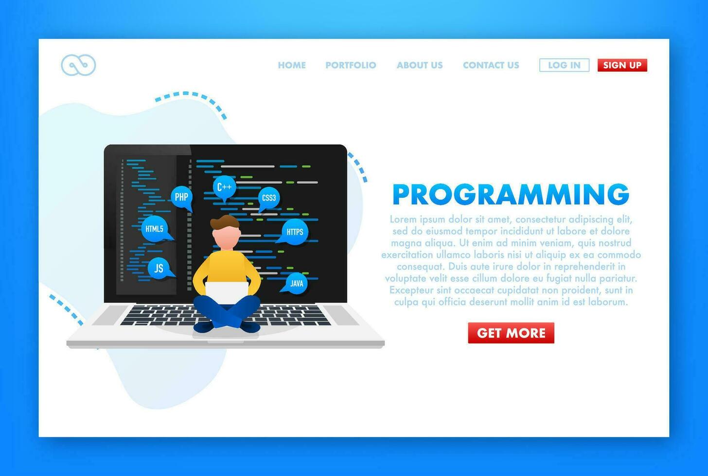 Illustration with programming for site design. Web ui design. Vector ...