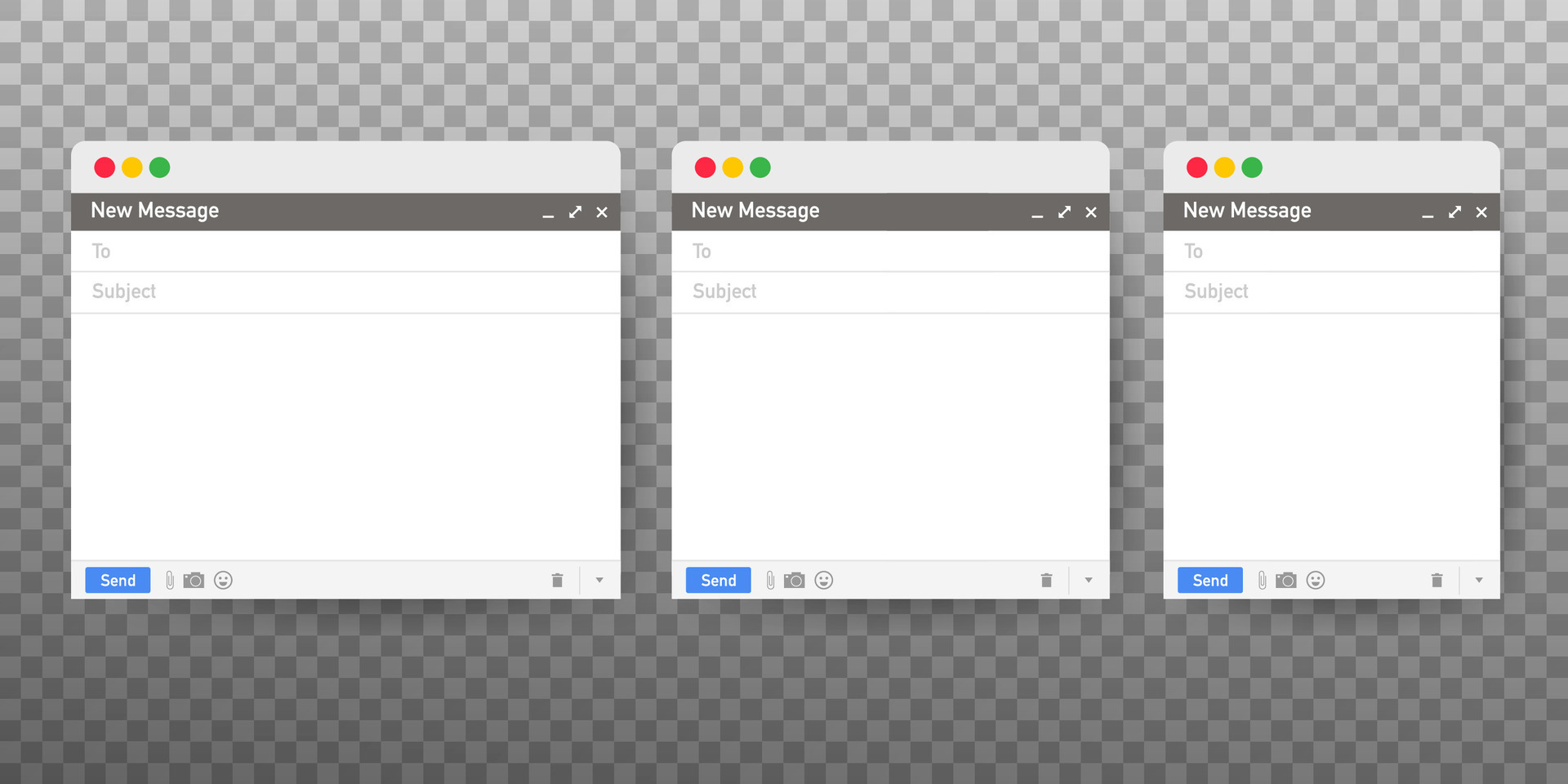 Email template. Blank e mail browser window. Mail message web page vector frame. Vector ...