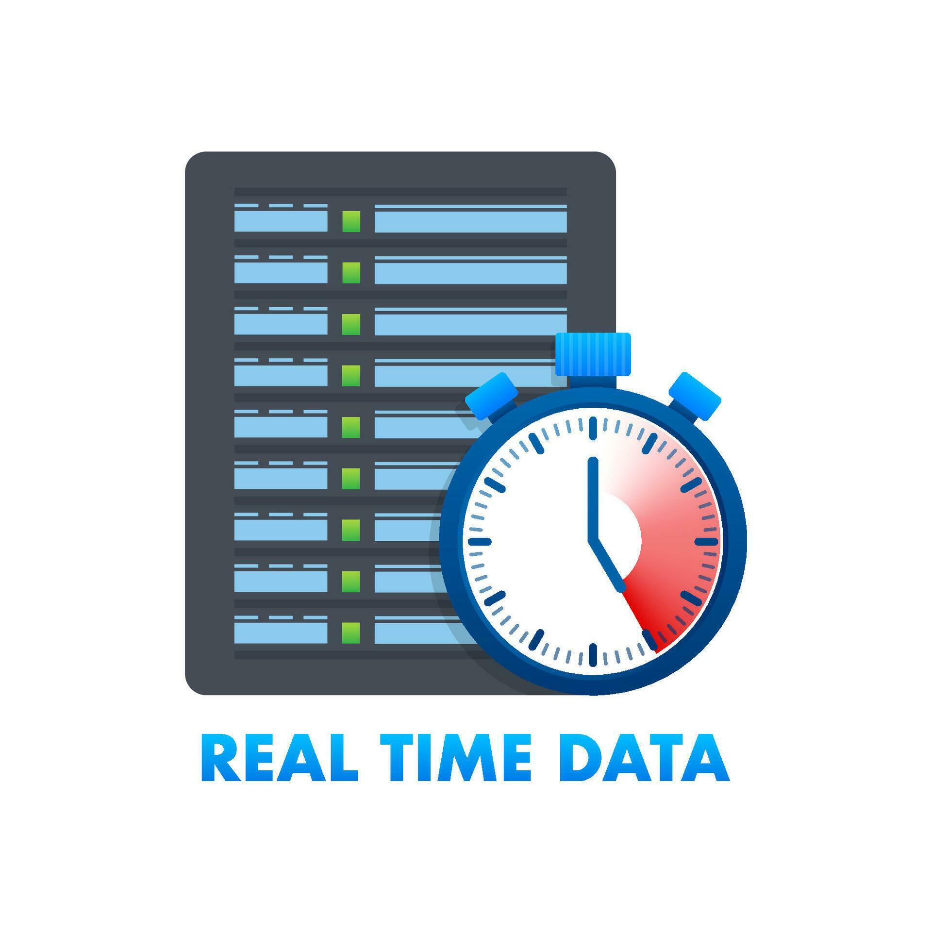 Real time data icon. Big data, database collection. Vector stock ...